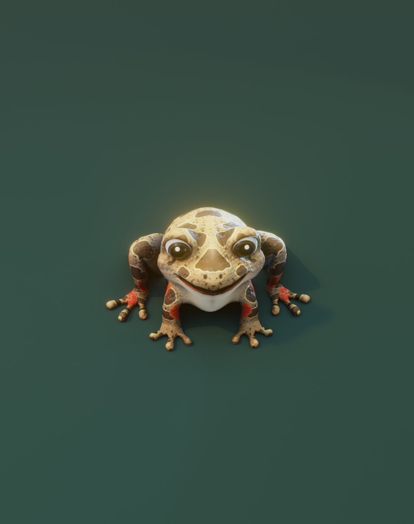 3D Cartoon Red-legged Frog With Facial Expressions And 12 Animations 3D ...