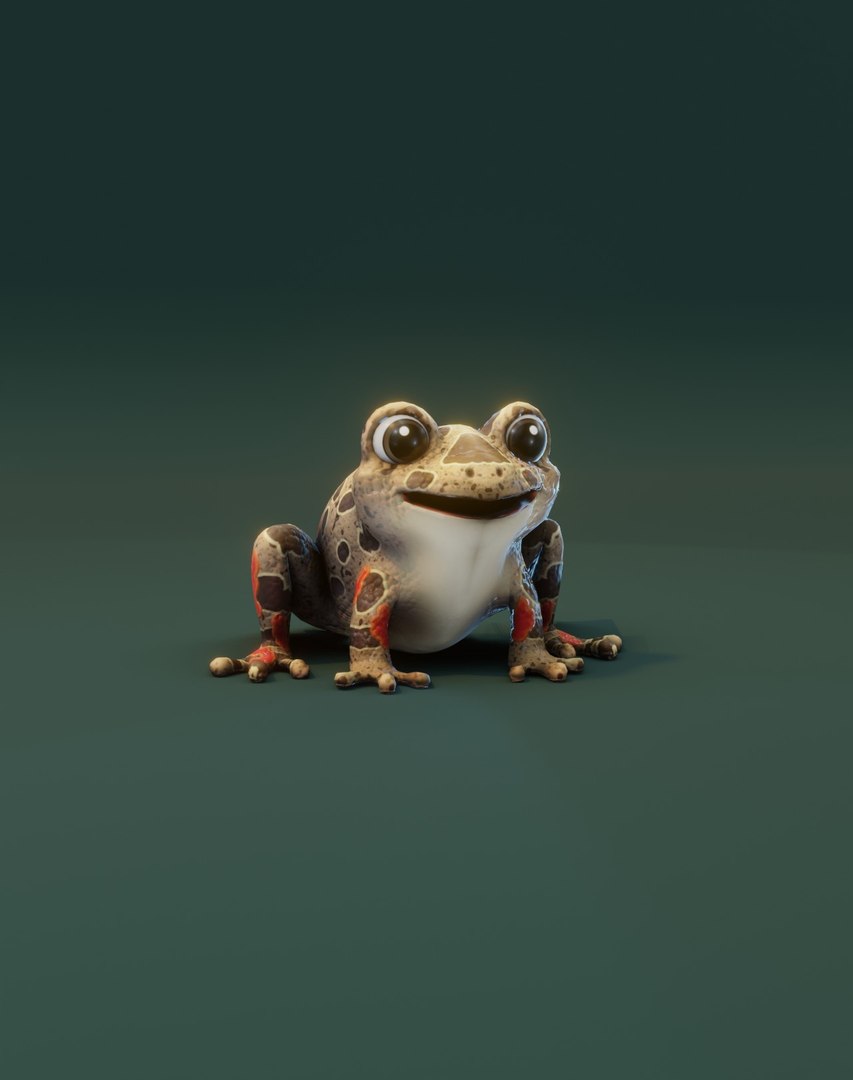 3D Cartoon Red-legged Frog With Facial Expressions And 12 Animations 3D ...