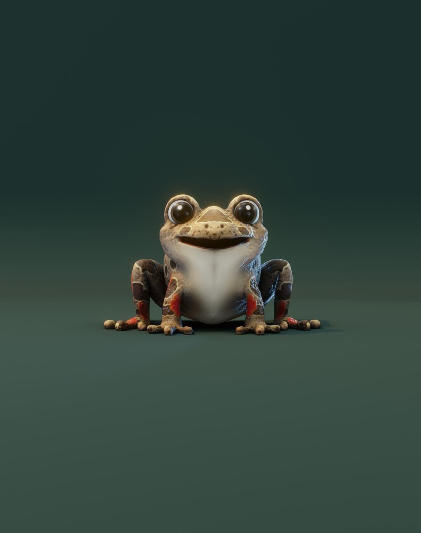 3D Cartoon Red-legged Frog With Facial Expressions And 12 Animations 3D ...