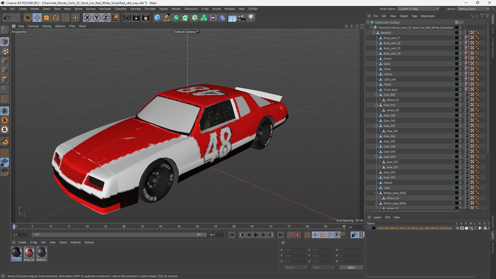 3D Chevrolet Monte Carlo SS Stock Car Red White Simplified Model ...