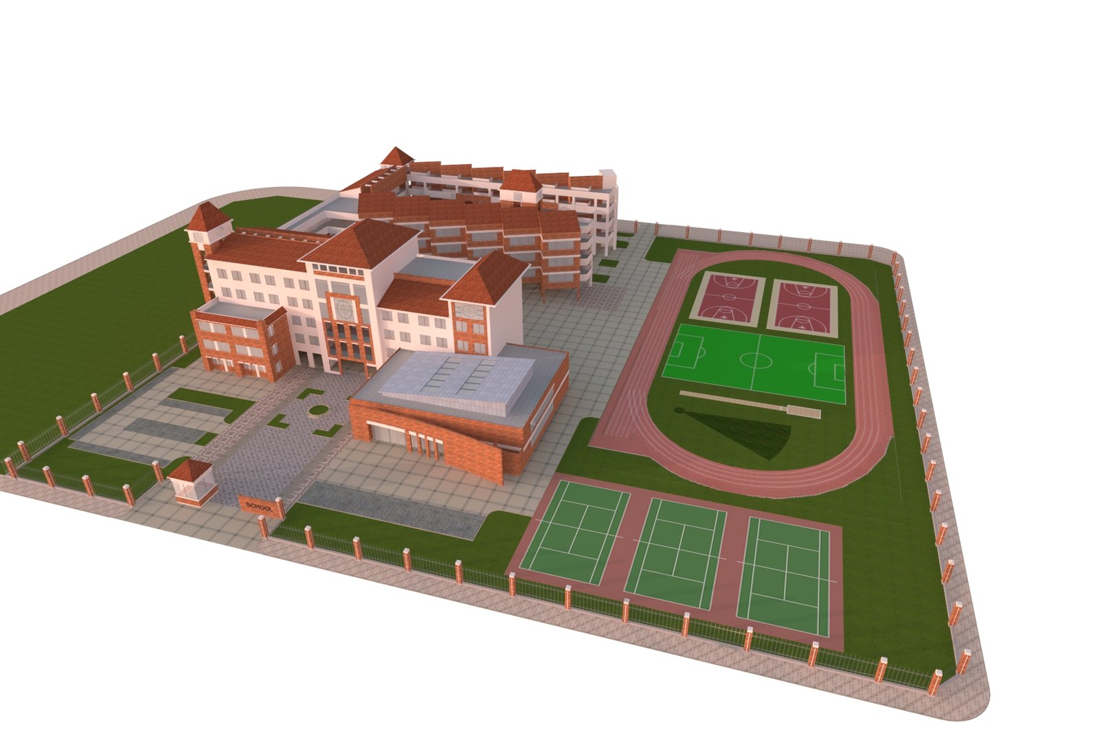 School Building 3D Model - TurboSquid 1308218