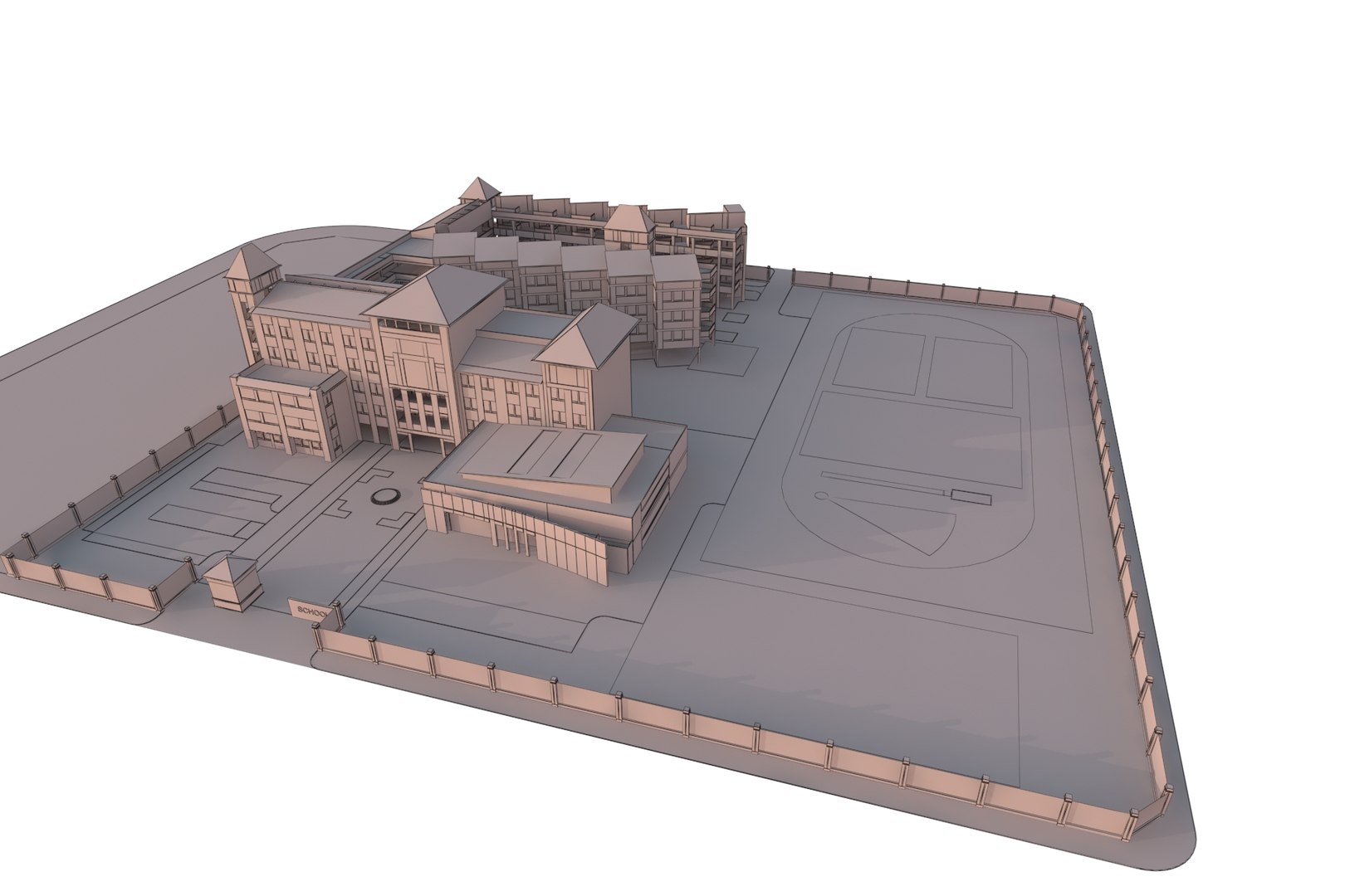 School Building 3D Model - TurboSquid 1308218