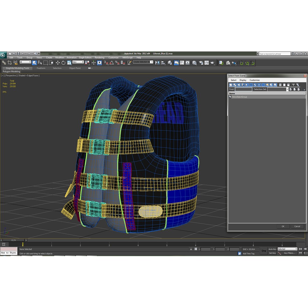 3d model life vest blue