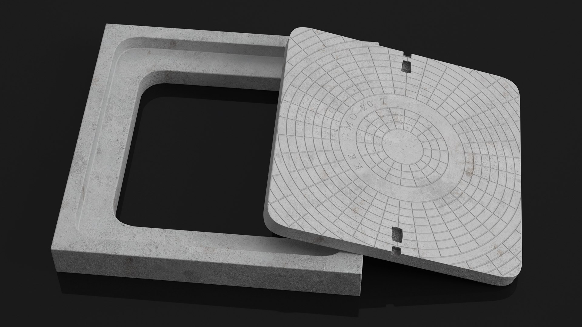 3D Concrete Manhole Cover Square - TurboSquid 1988174