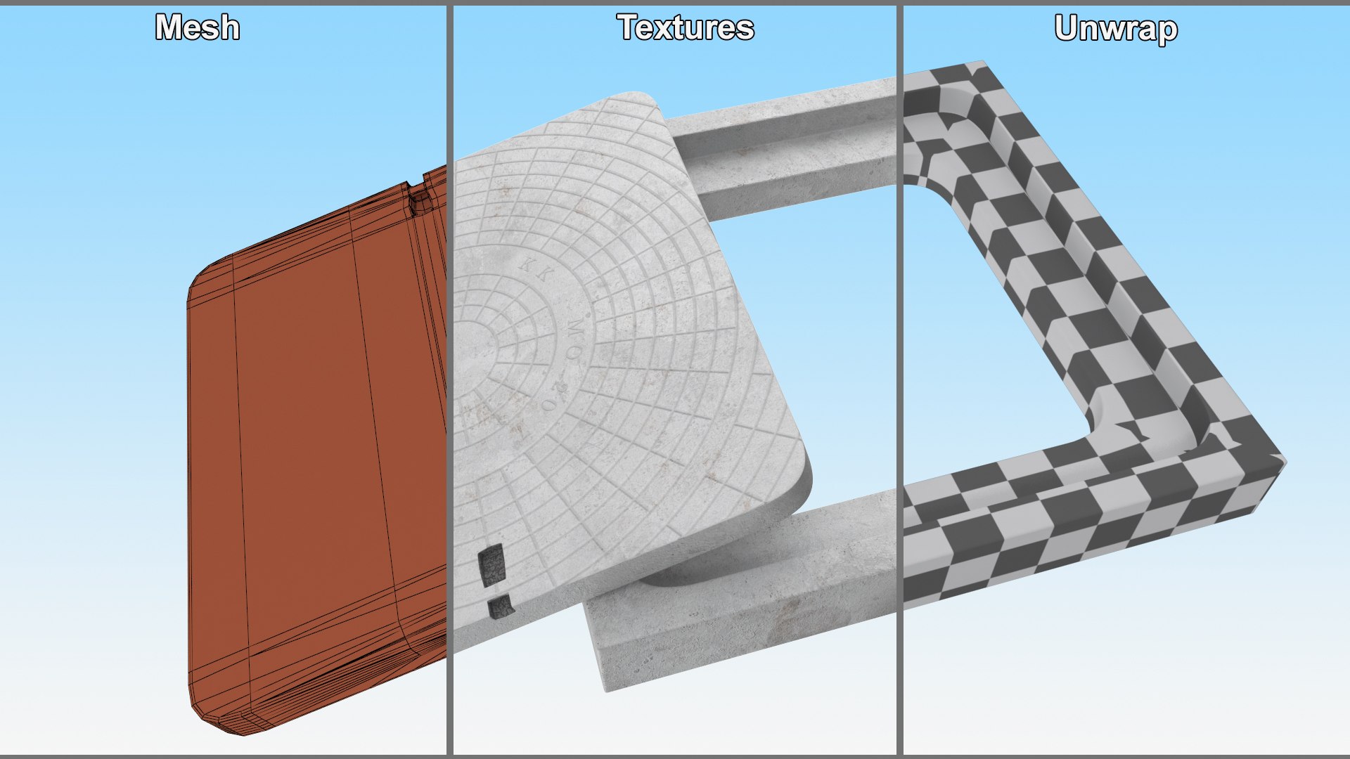 3D Concrete Manhole Cover Square - TurboSquid 1988174