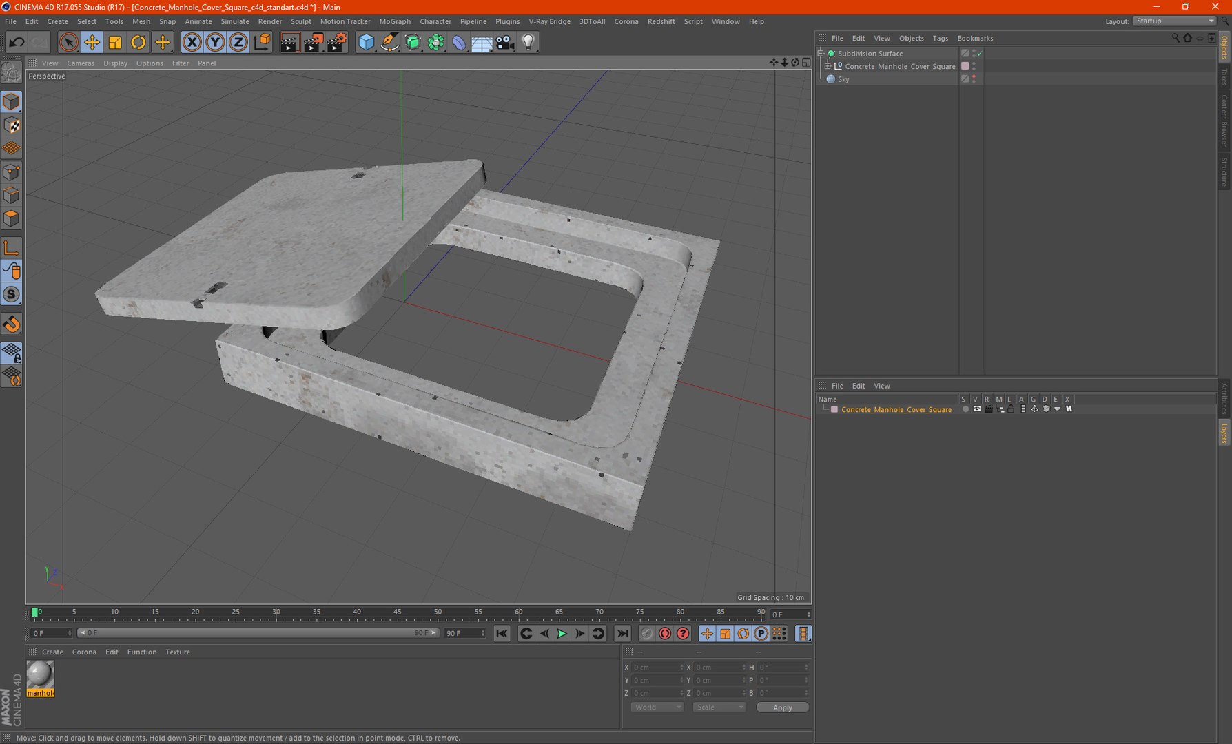 3D Concrete Manhole Cover Square - TurboSquid 1988174