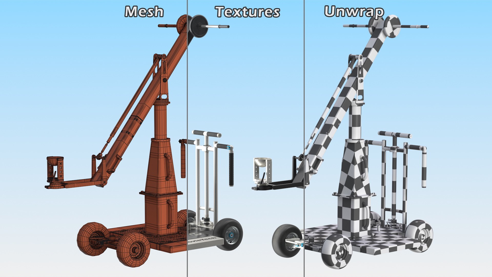 MovieTech 4x4 Dolly With Mini Crane 3D - TurboSquid 1958562