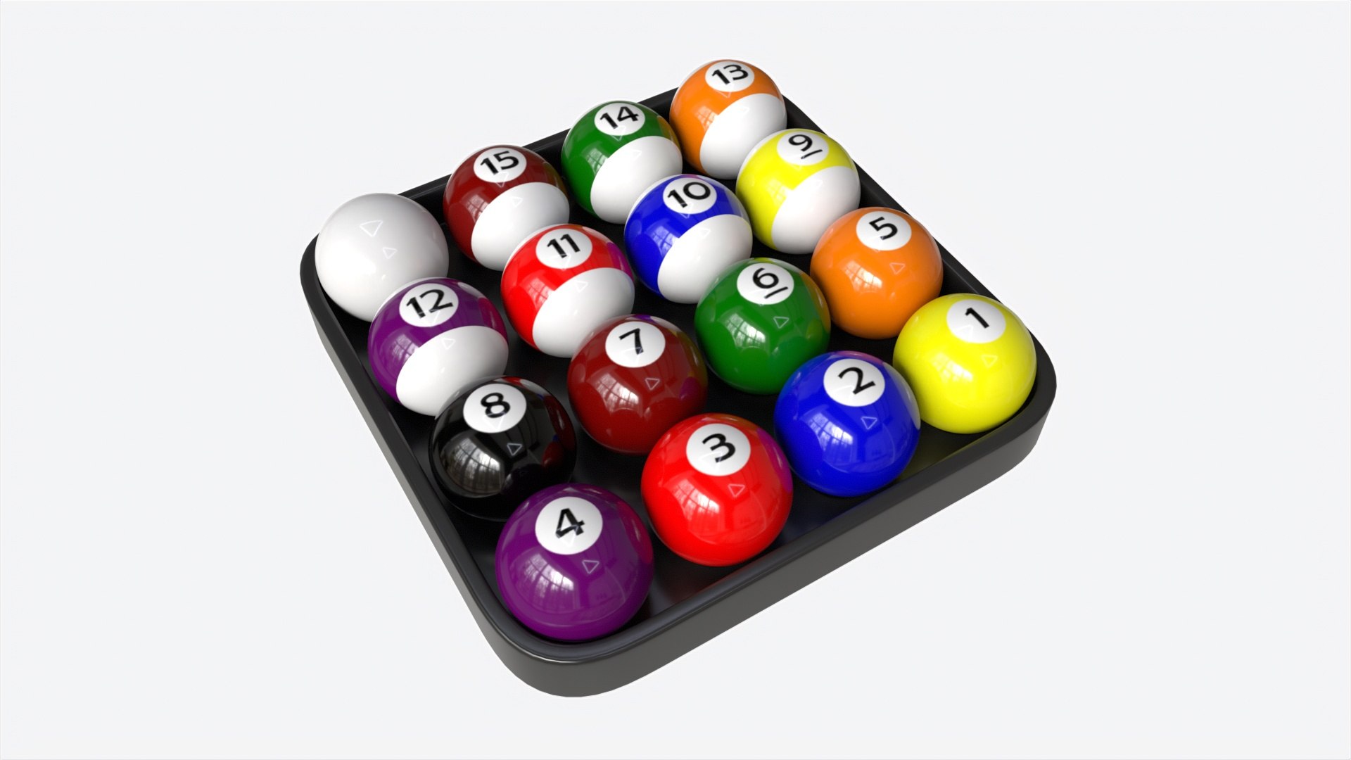 3D Model Billiard Pool Ball Set With Tray - TurboSquid 2073394