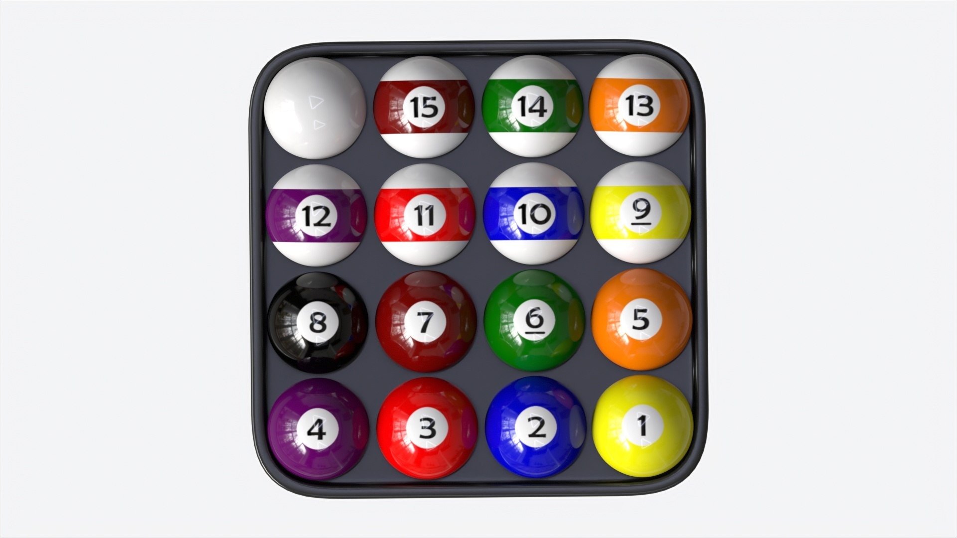 3D Model Billiard Pool Ball Set With Tray - TurboSquid 2073394