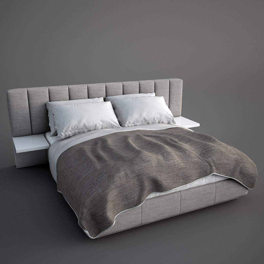 3d modern contemporary bed realistic model