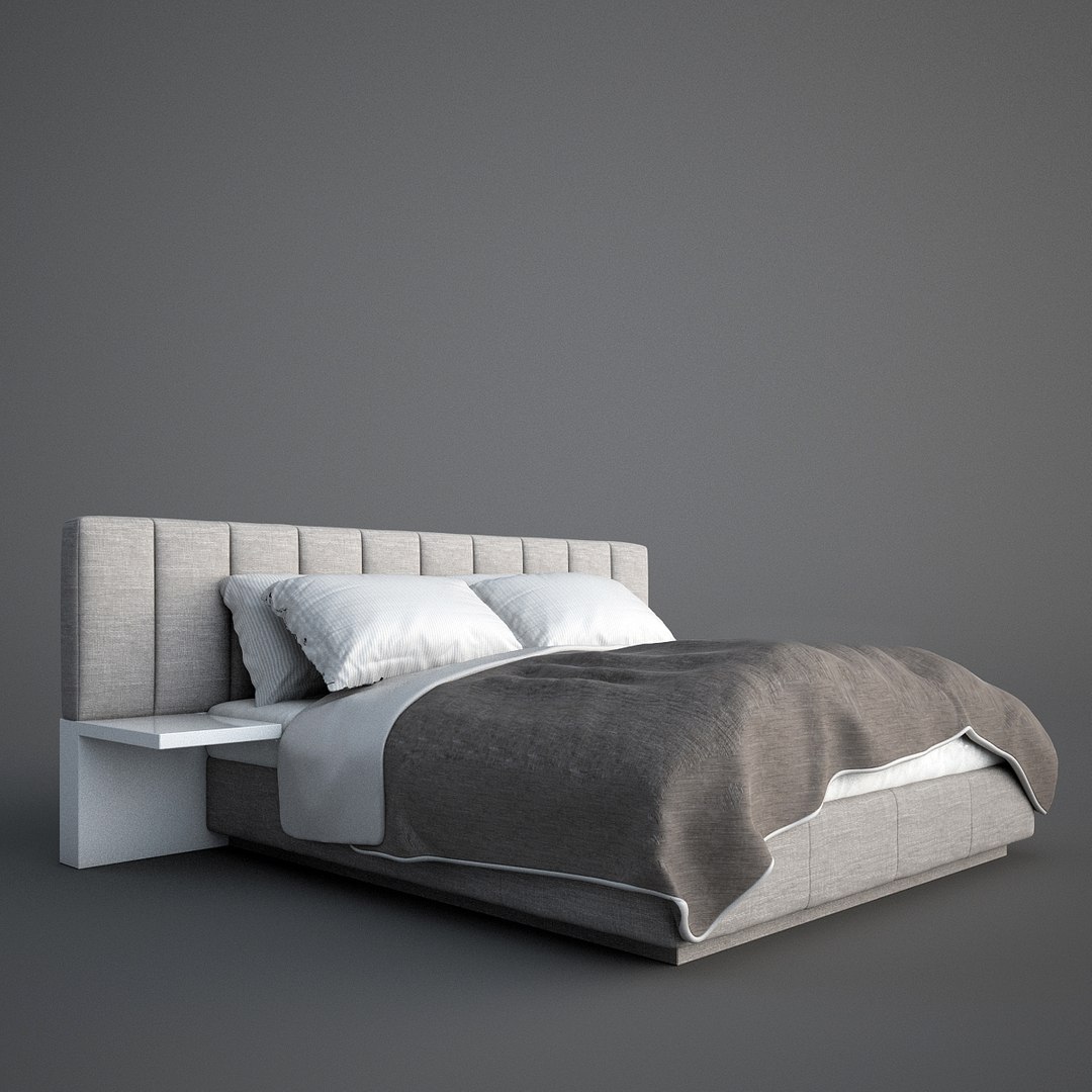 3d modern contemporary bed realistic model