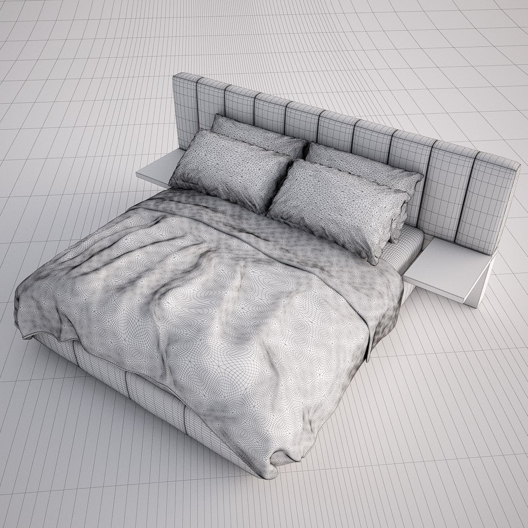 3d modern contemporary bed realistic model