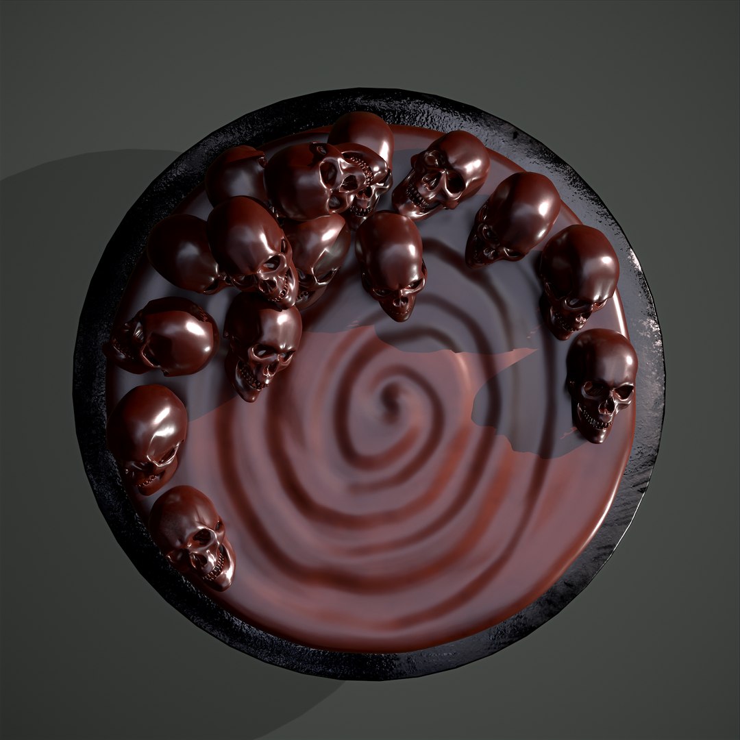 3D Chocolate Skulls Cake - TurboSquid 1806406