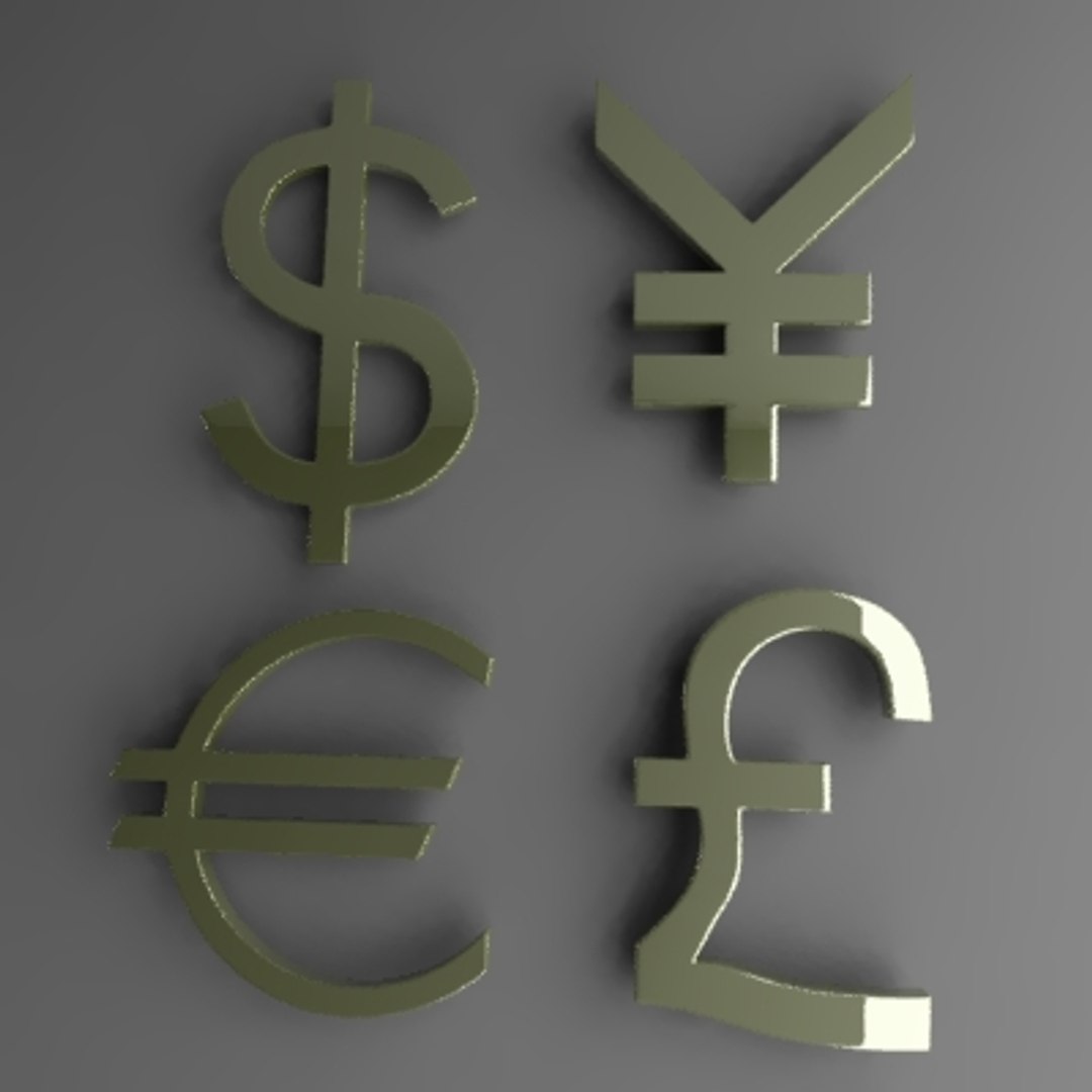 3d currency symbols dollar model
