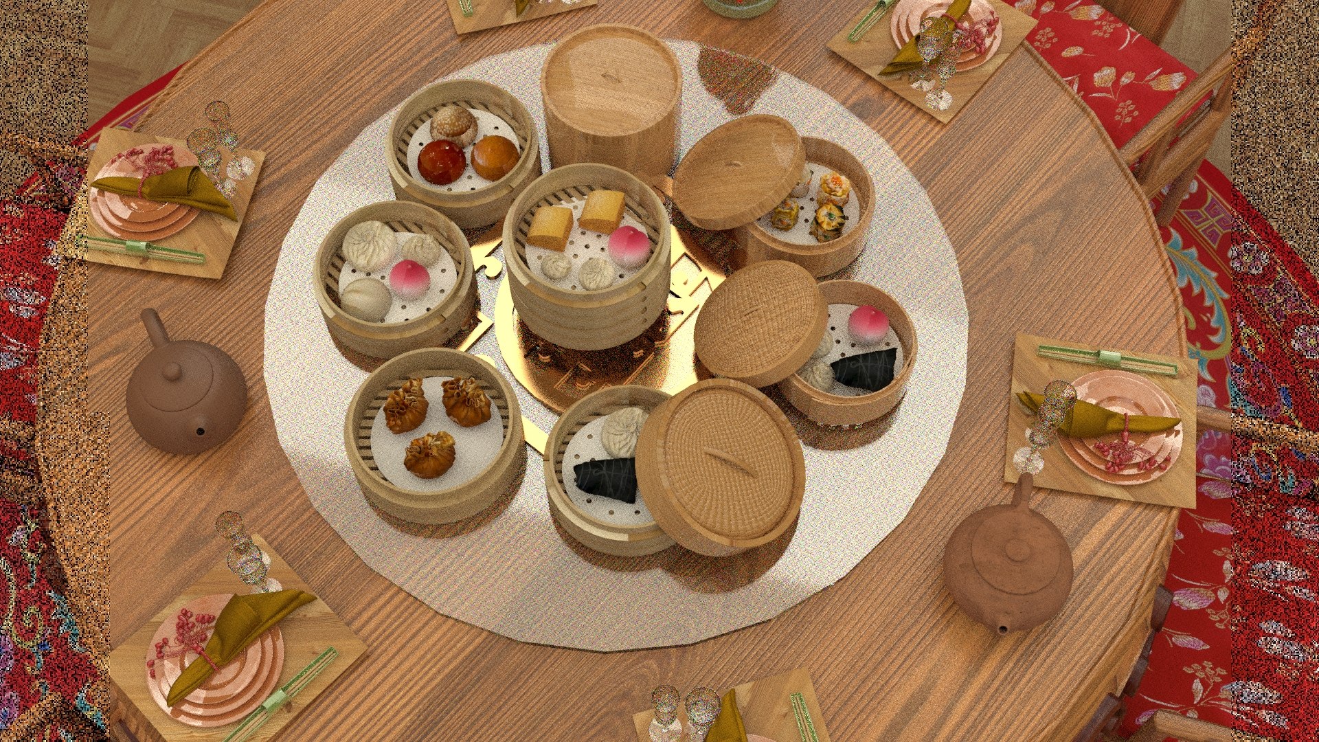 Chinese Dim Sum Table 3D Model - TurboSquid 2214206