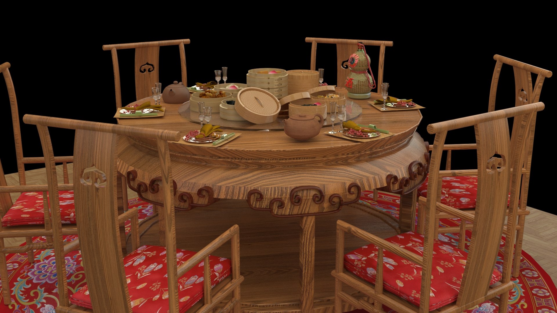 Chinese Dim Sum Table 3D Model - TurboSquid 2214206