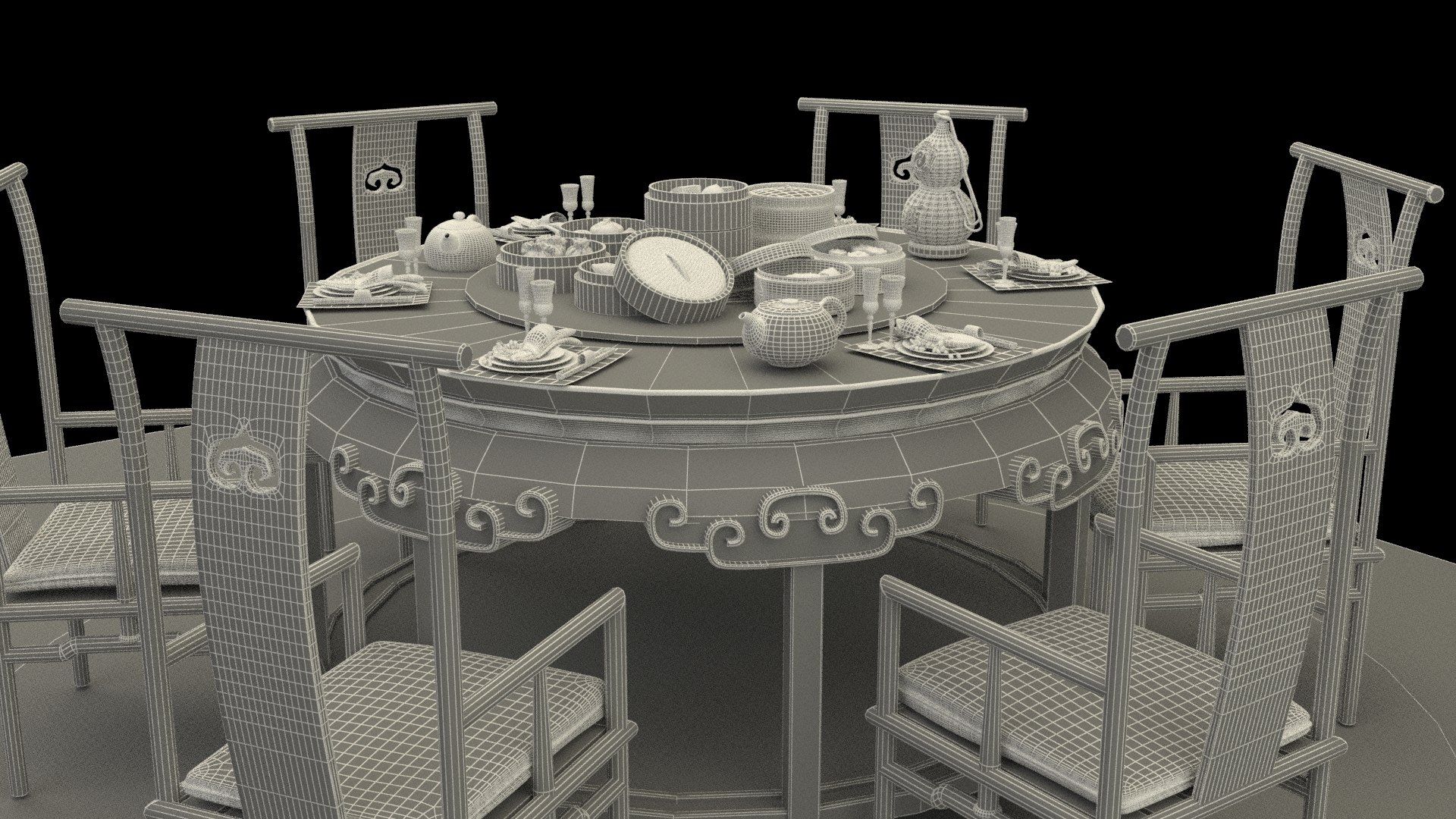 Chinese Dim Sum Table 3D Model - TurboSquid 2214206