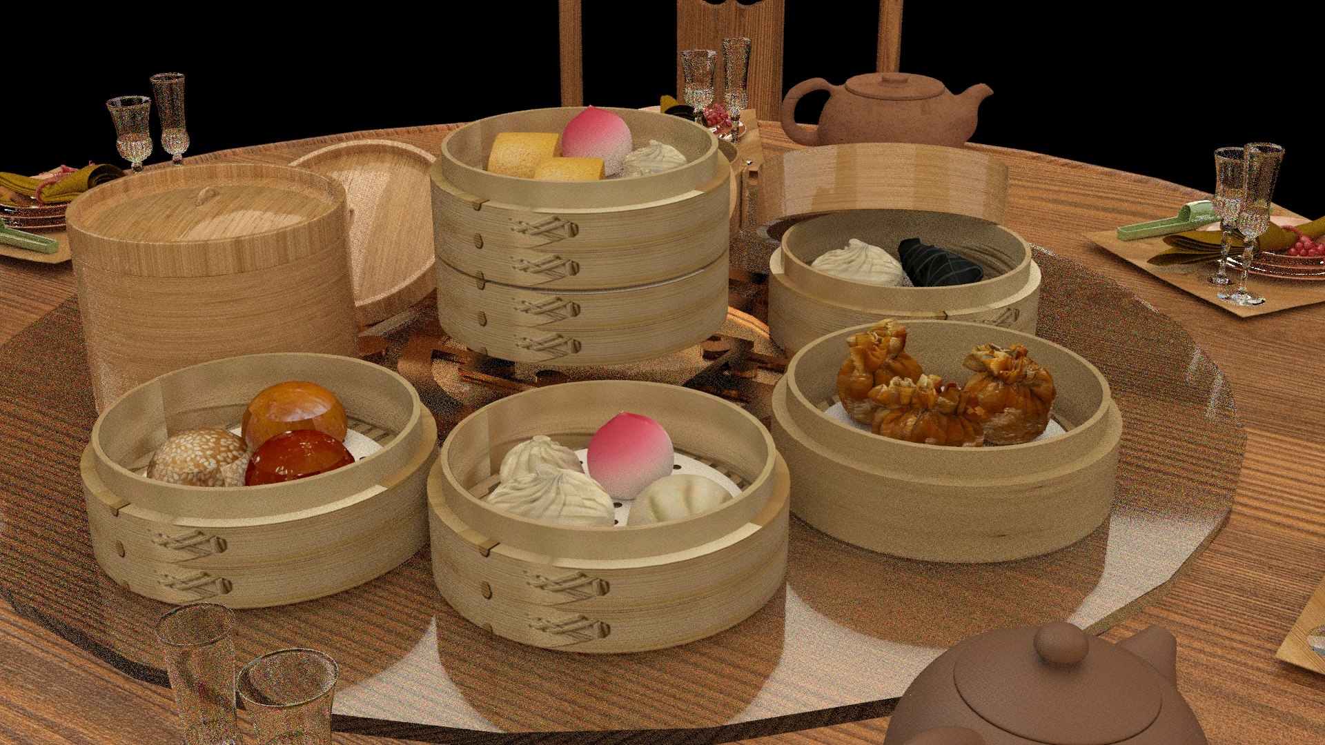 Chinese Dim Sum Table 3D Model - TurboSquid 2214206