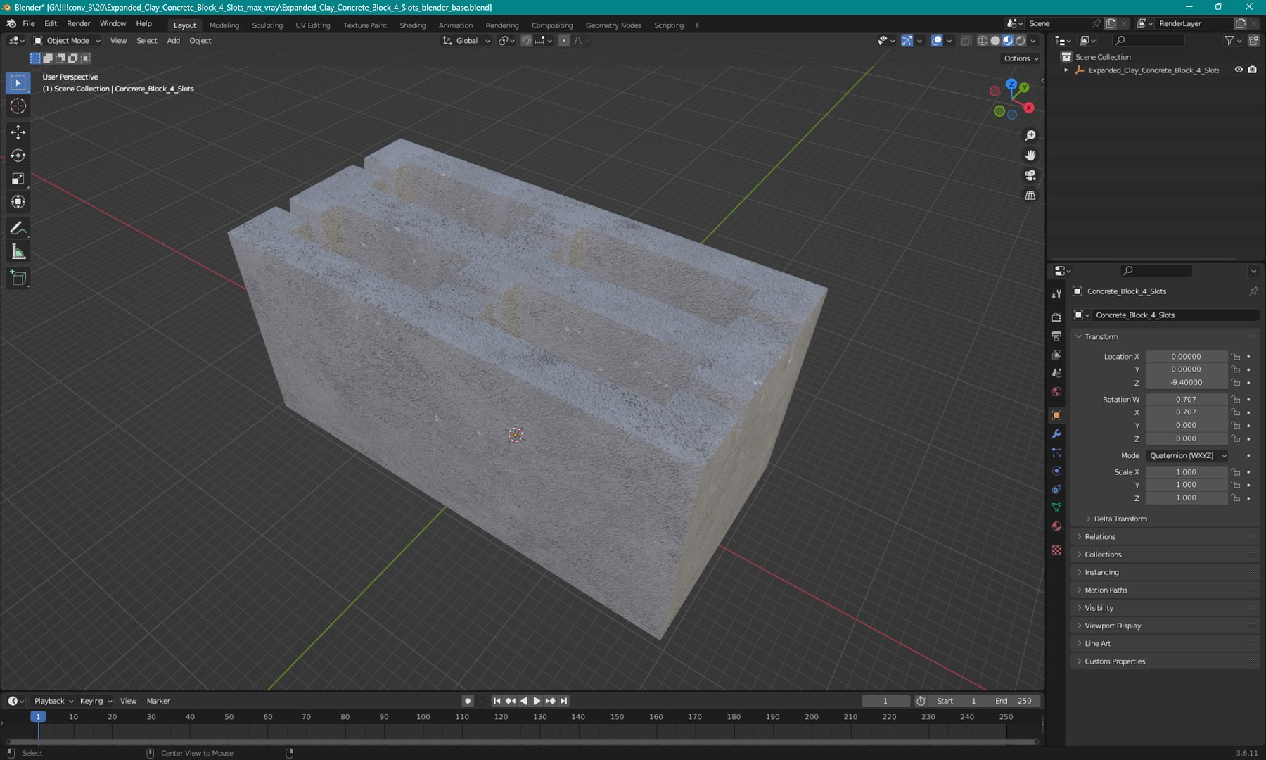 3D Expanded Clay Concrete Block 4 Slots - TurboSquid 2349268