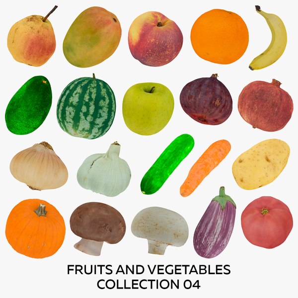 modelo 3d Colección Frutas y Verduras 04-20 modelos Escaneos RAW ...