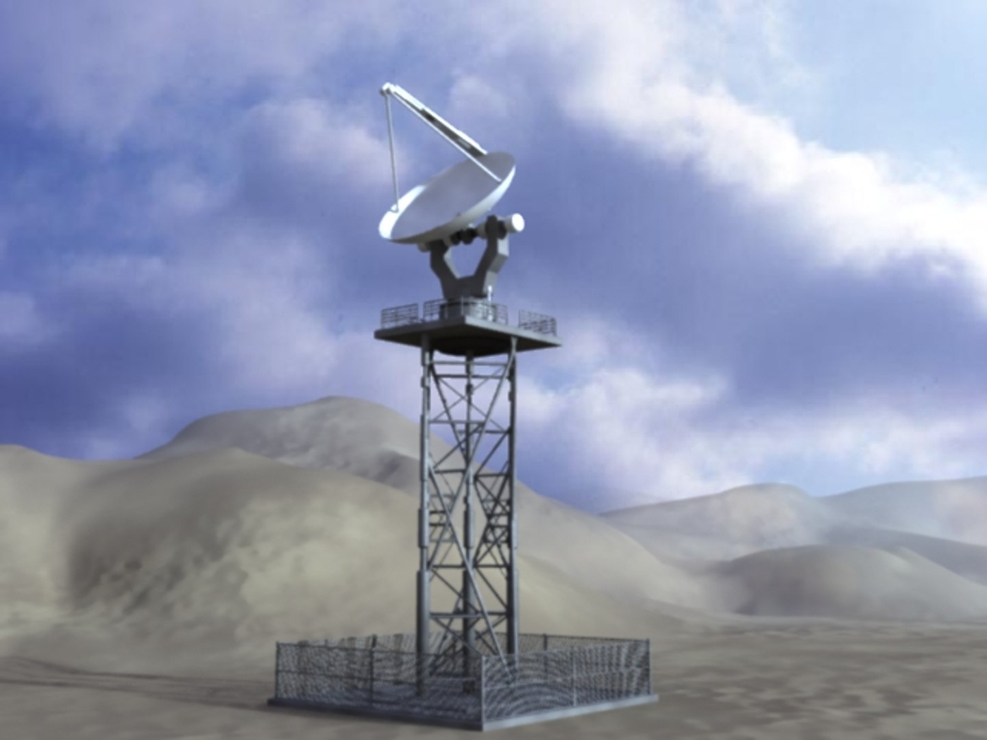 3d Dish Telecommunication Tower Communication Model