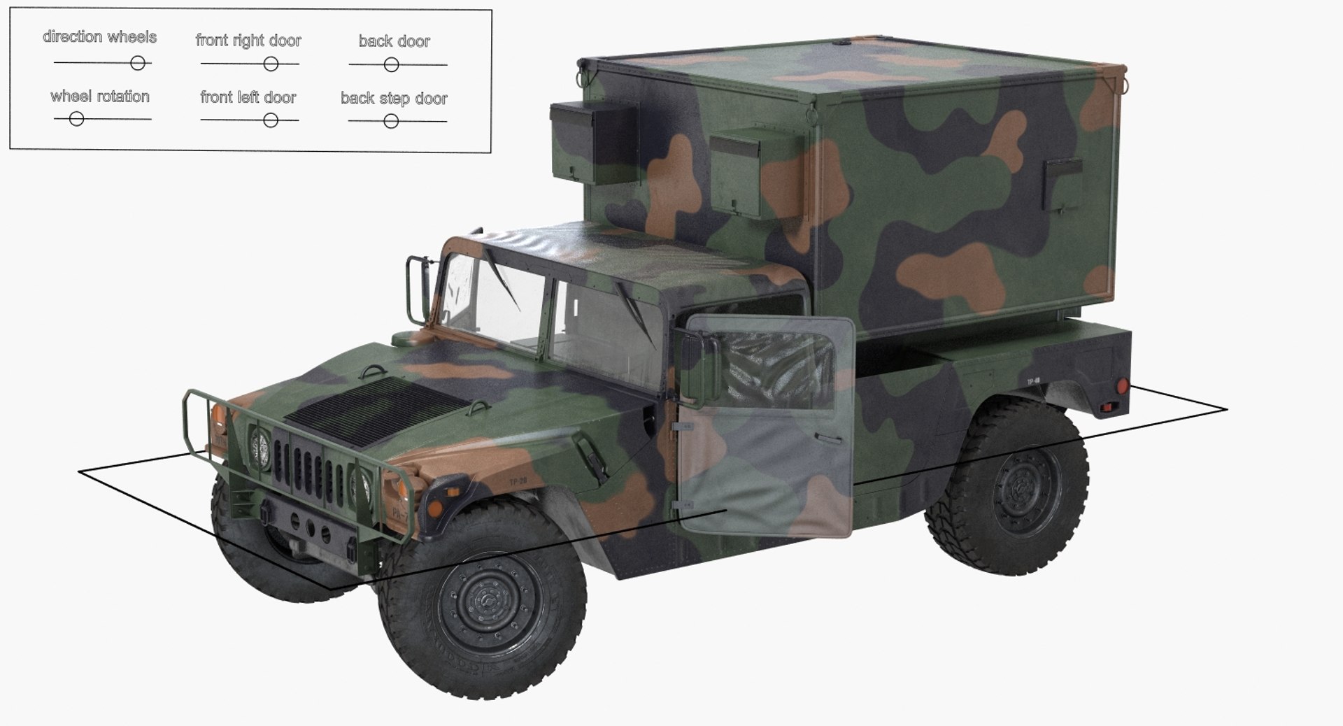 shelter hmmwv m1037 rigged 3d model