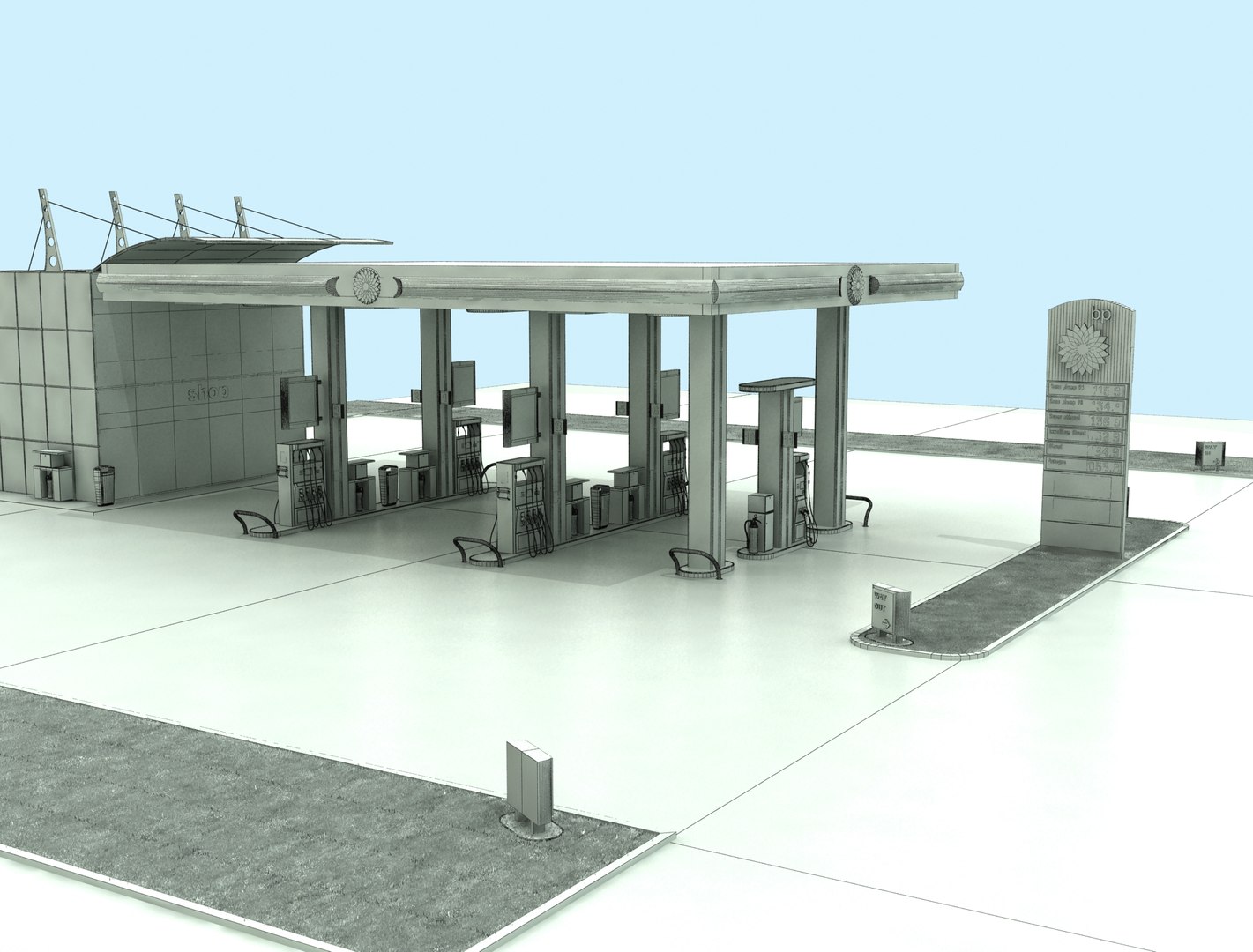 3D Model British Petrol Gasoline Station - TurboSquid 1539938