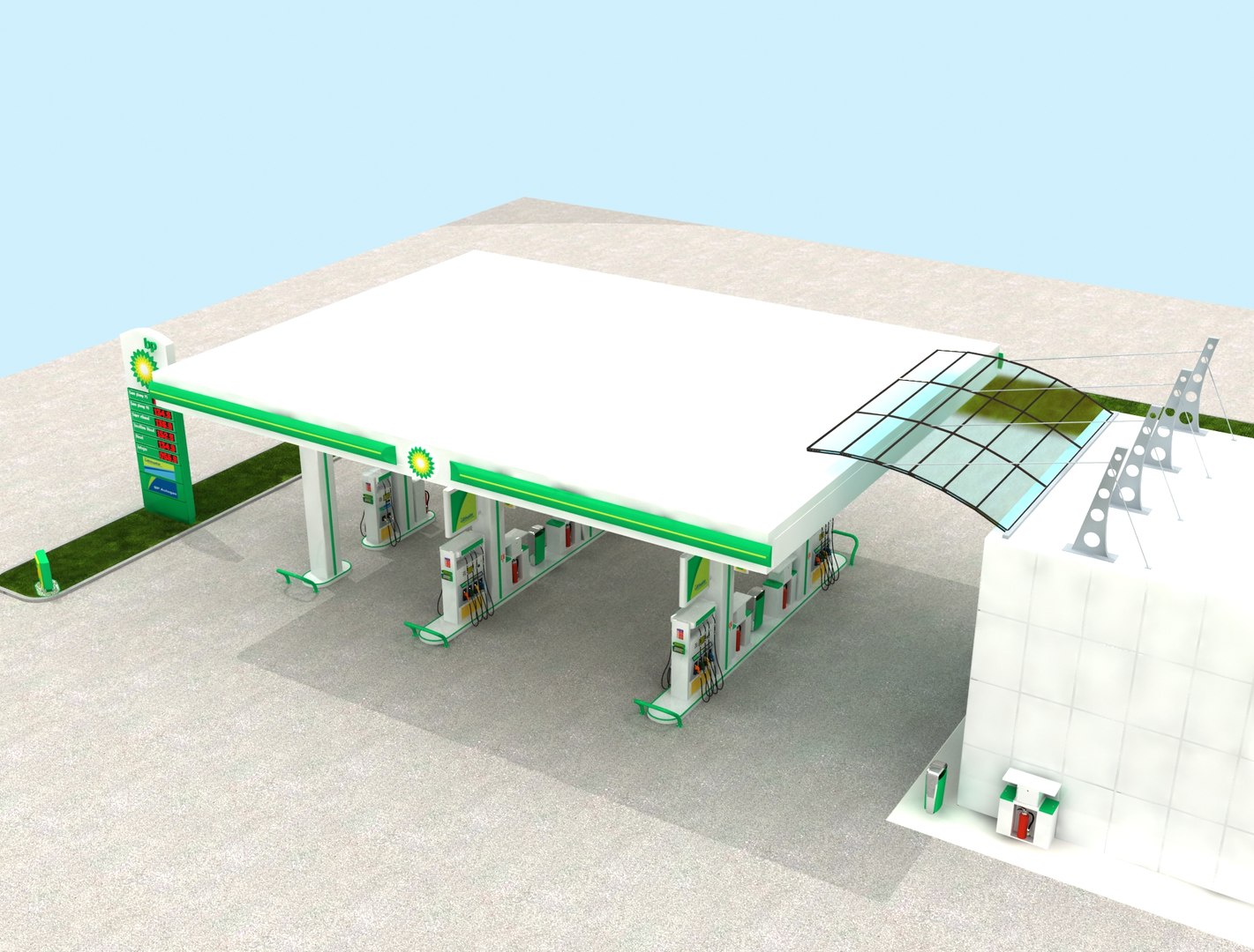 3D Model British Petrol Gasoline Station - TurboSquid 1539938