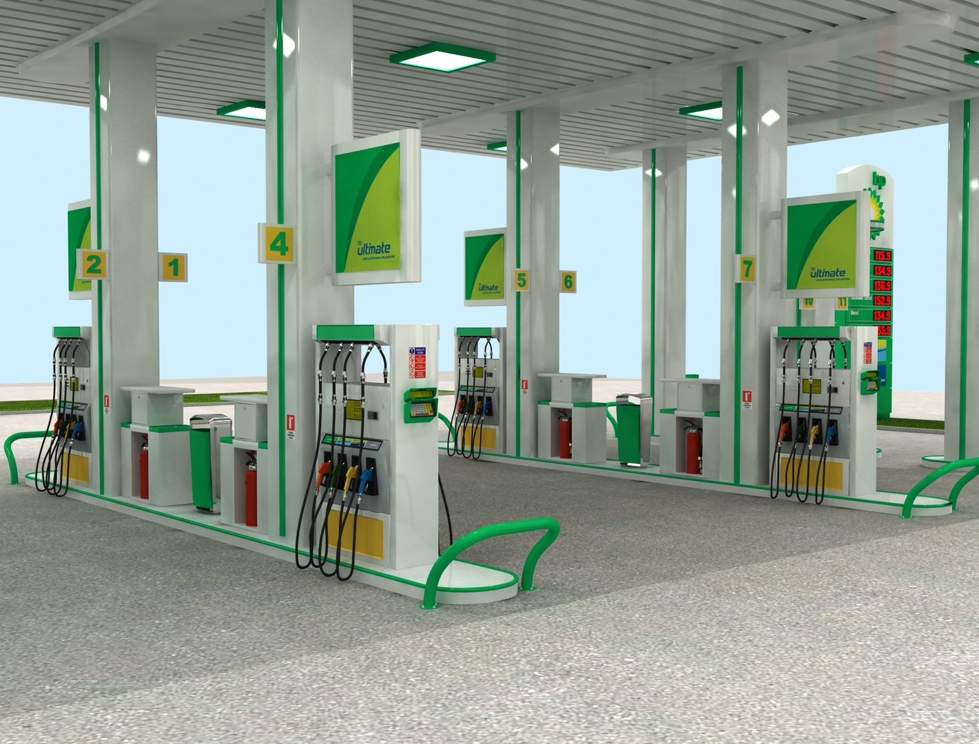 3D Model British Petrol Gasoline Station - TurboSquid 1539938