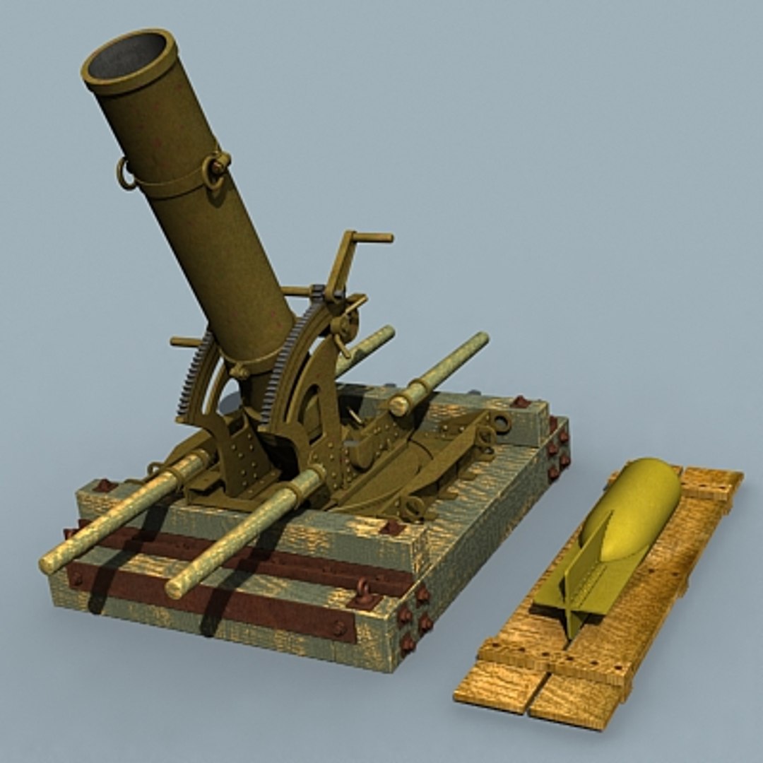 3d model wwi flying pig mortar