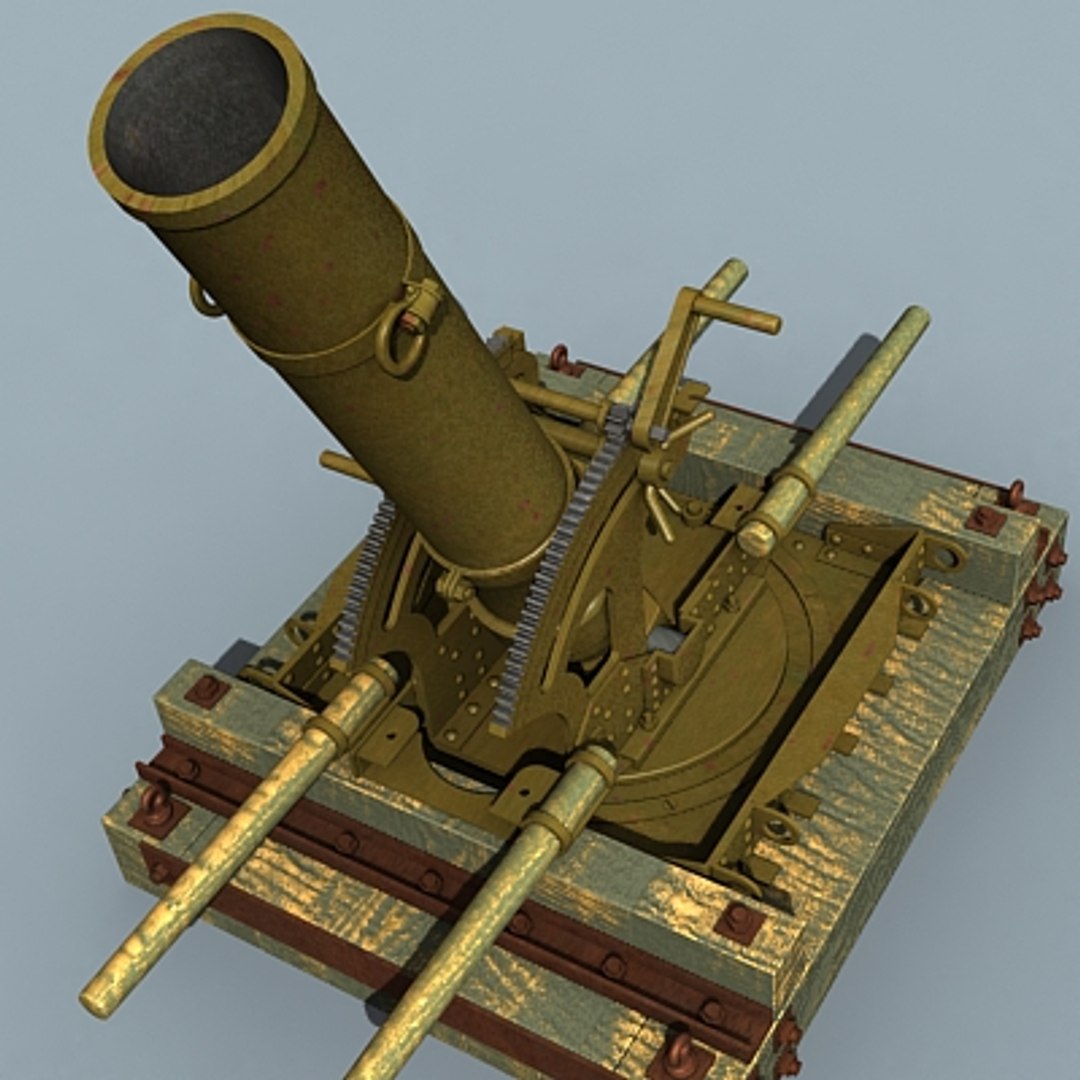 3d model wwi flying pig mortar
