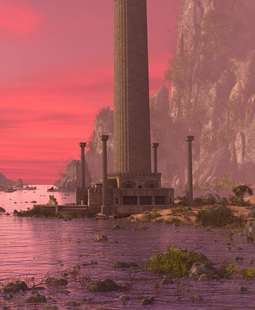 3D Fantasy Sunset Sea Towers - TurboSquid 1812970