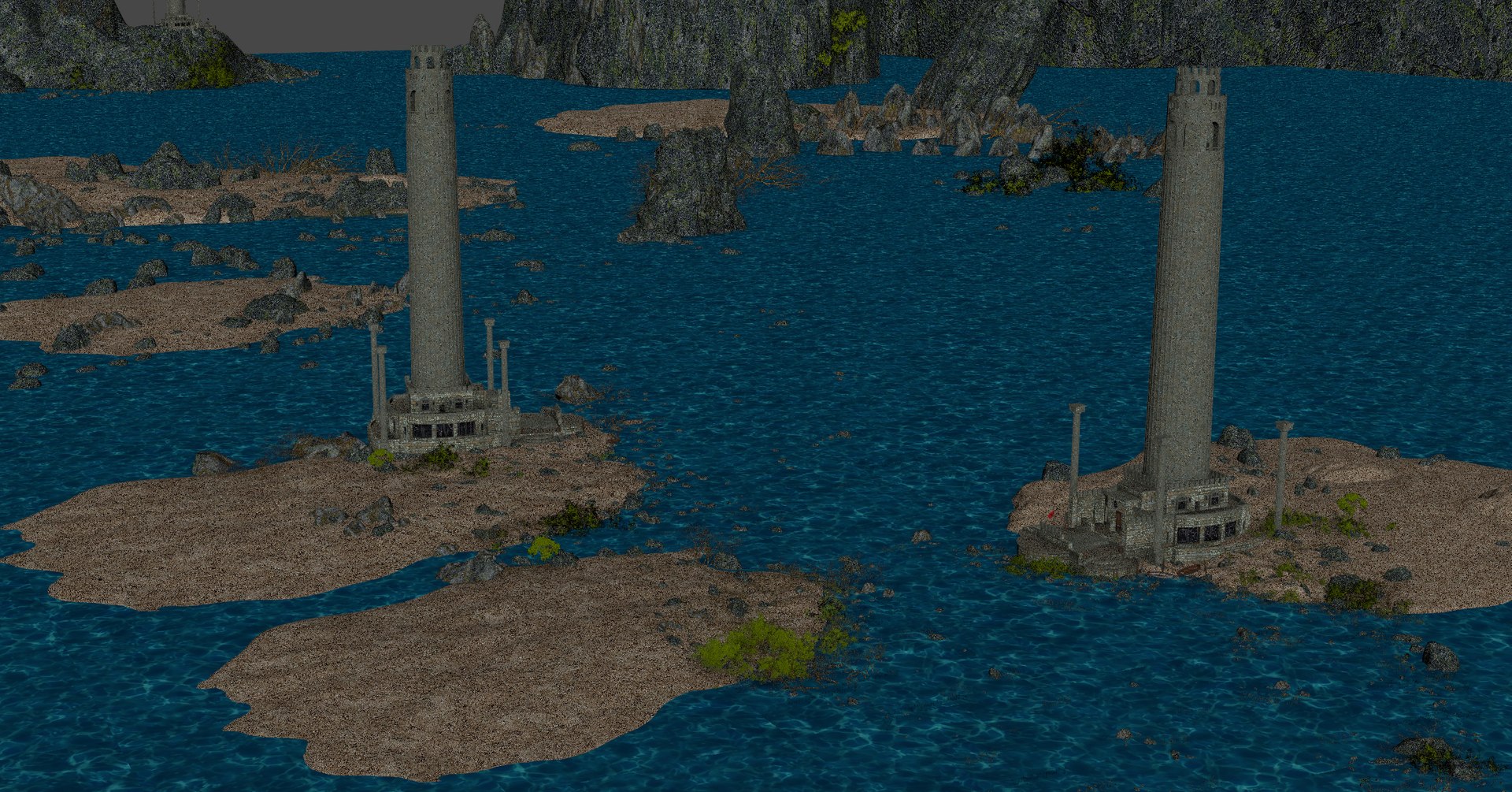 3D Fantasy Sunset Sea Towers - TurboSquid 1812970