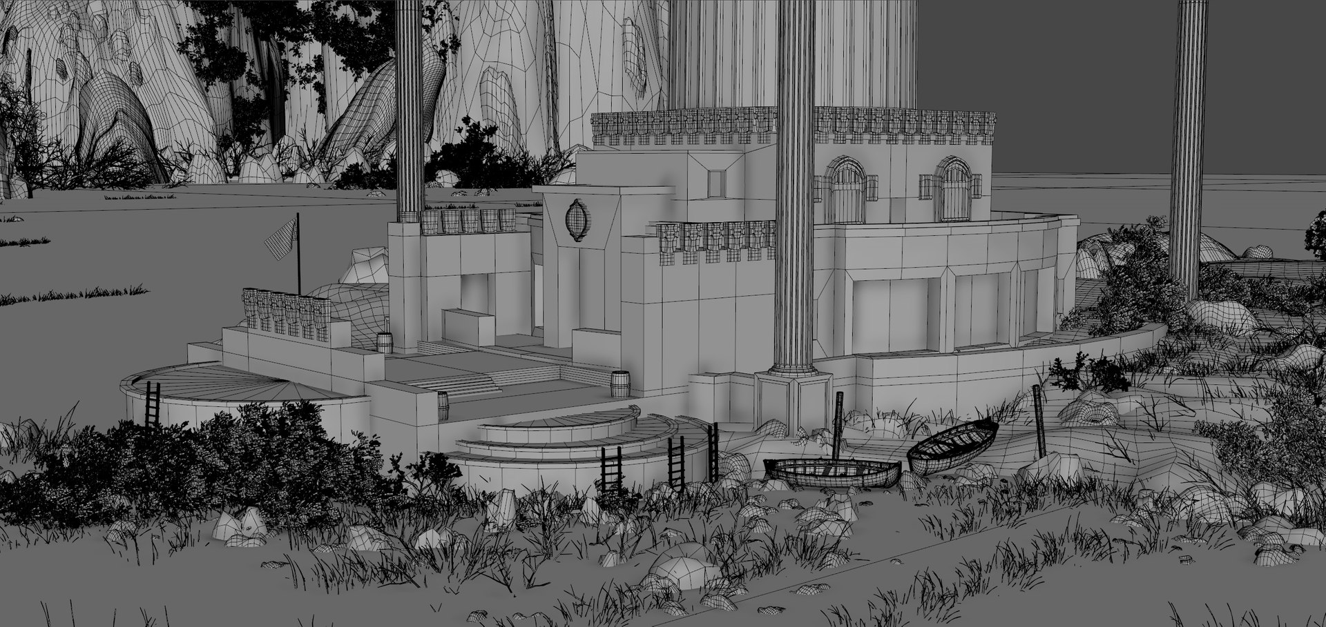 3D Fantasy Sunset Sea Towers - TurboSquid 1812970