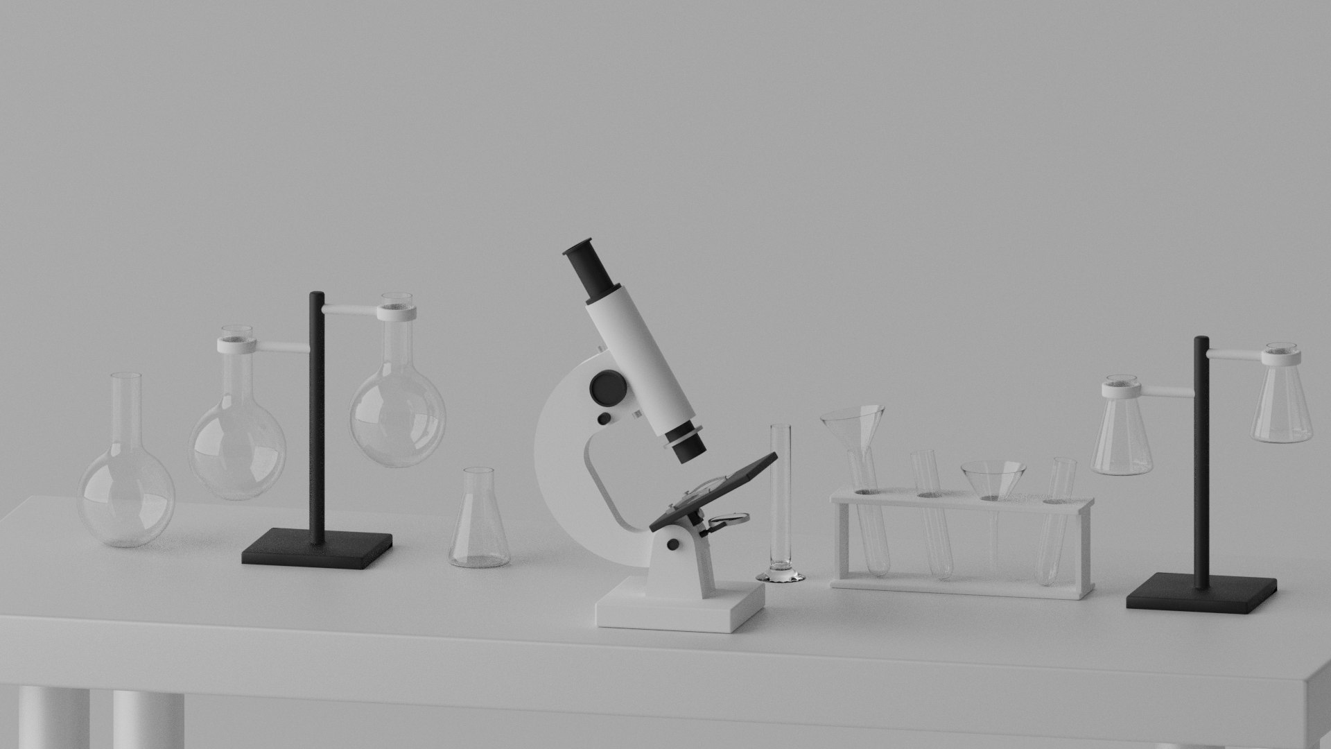 3D Model Microscope And Lab Glasswares - TurboSquid 1730605
