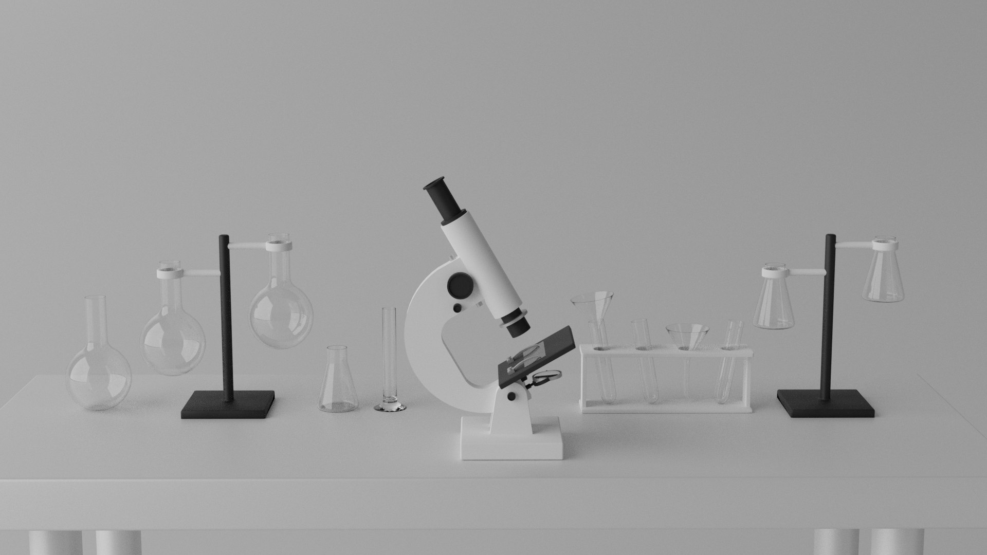 3D Model Microscope And Lab Glasswares - TurboSquid 1730605
