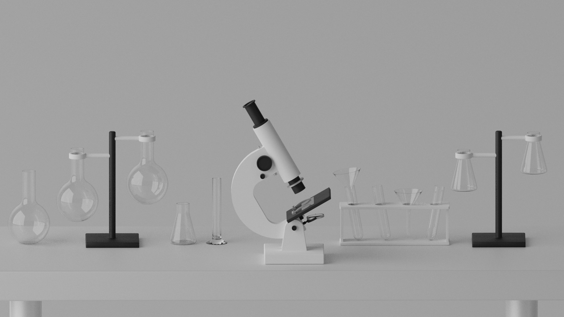 3D Model Microscope And Lab Glasswares - TurboSquid 1730605