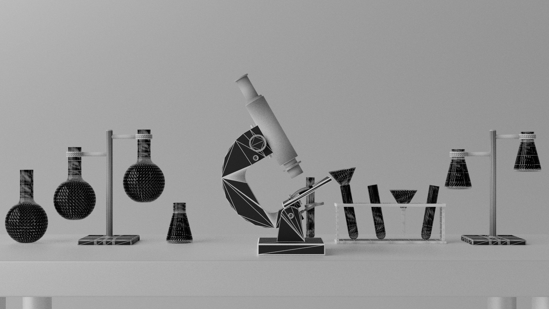 3D Model Microscope And Lab Glasswares - TurboSquid 1730605