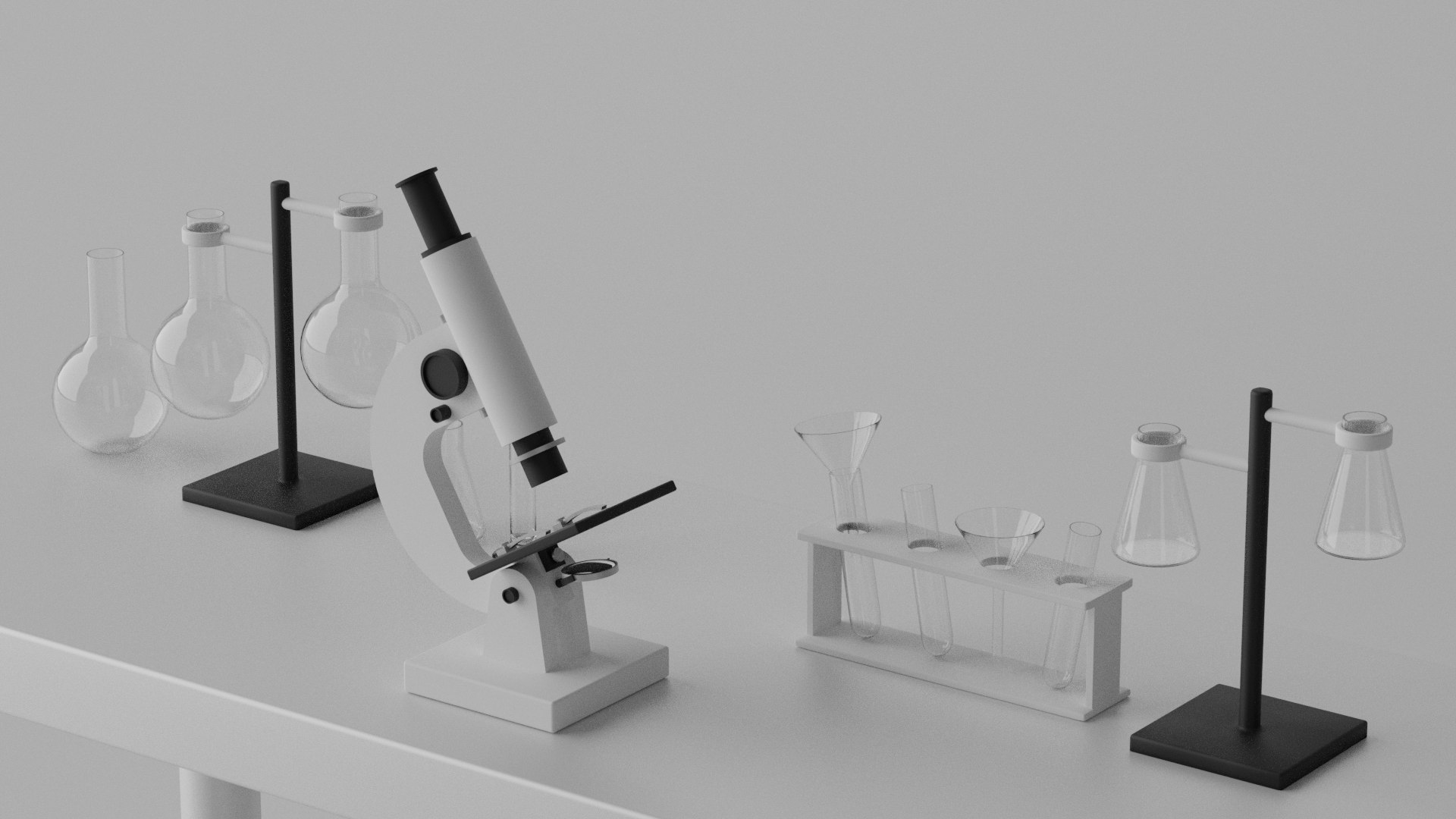 3D Model Microscope And Lab Glasswares - TurboSquid 1730605