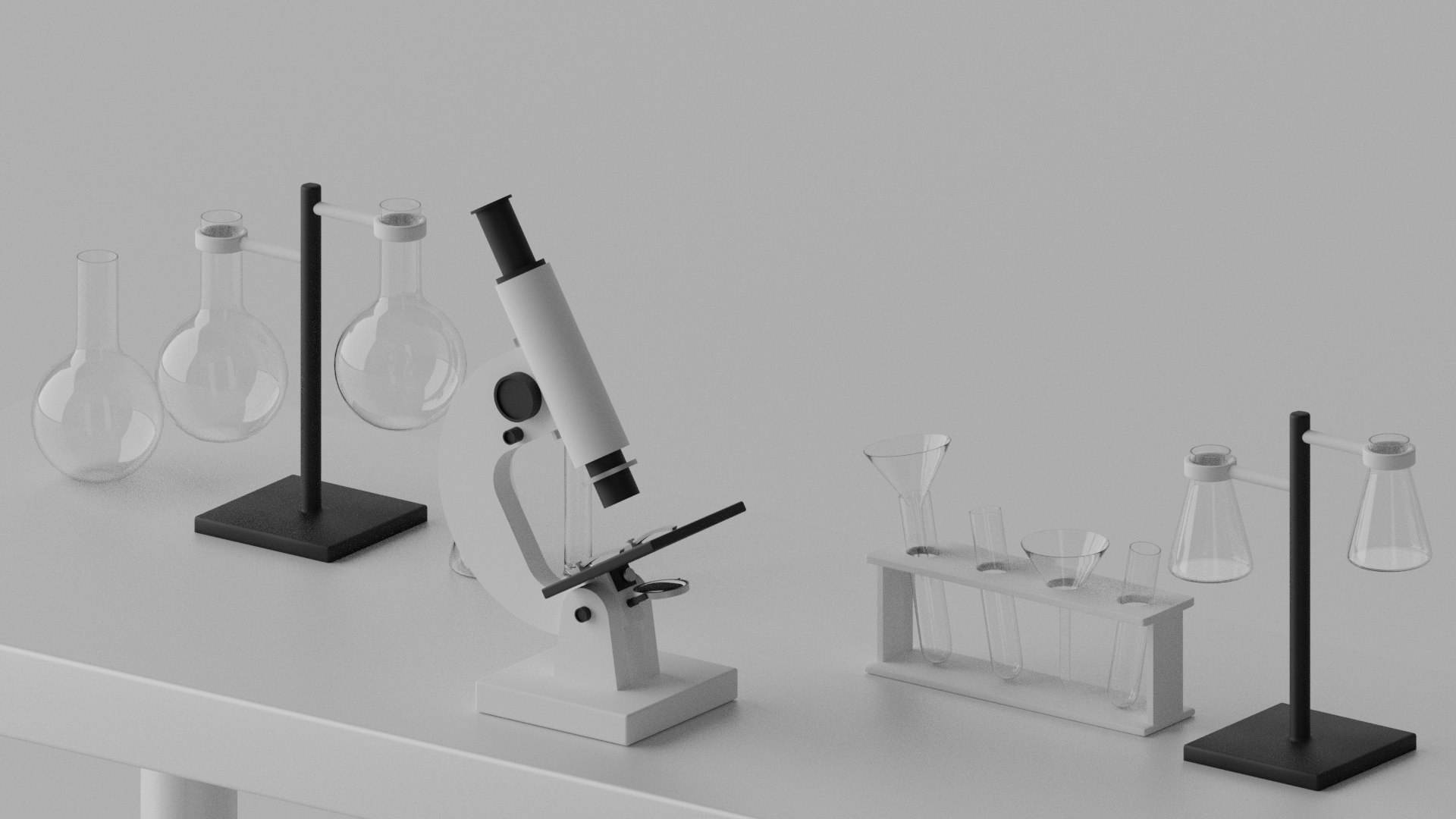 3D Model Microscope And Lab Glasswares - TurboSquid 1730605