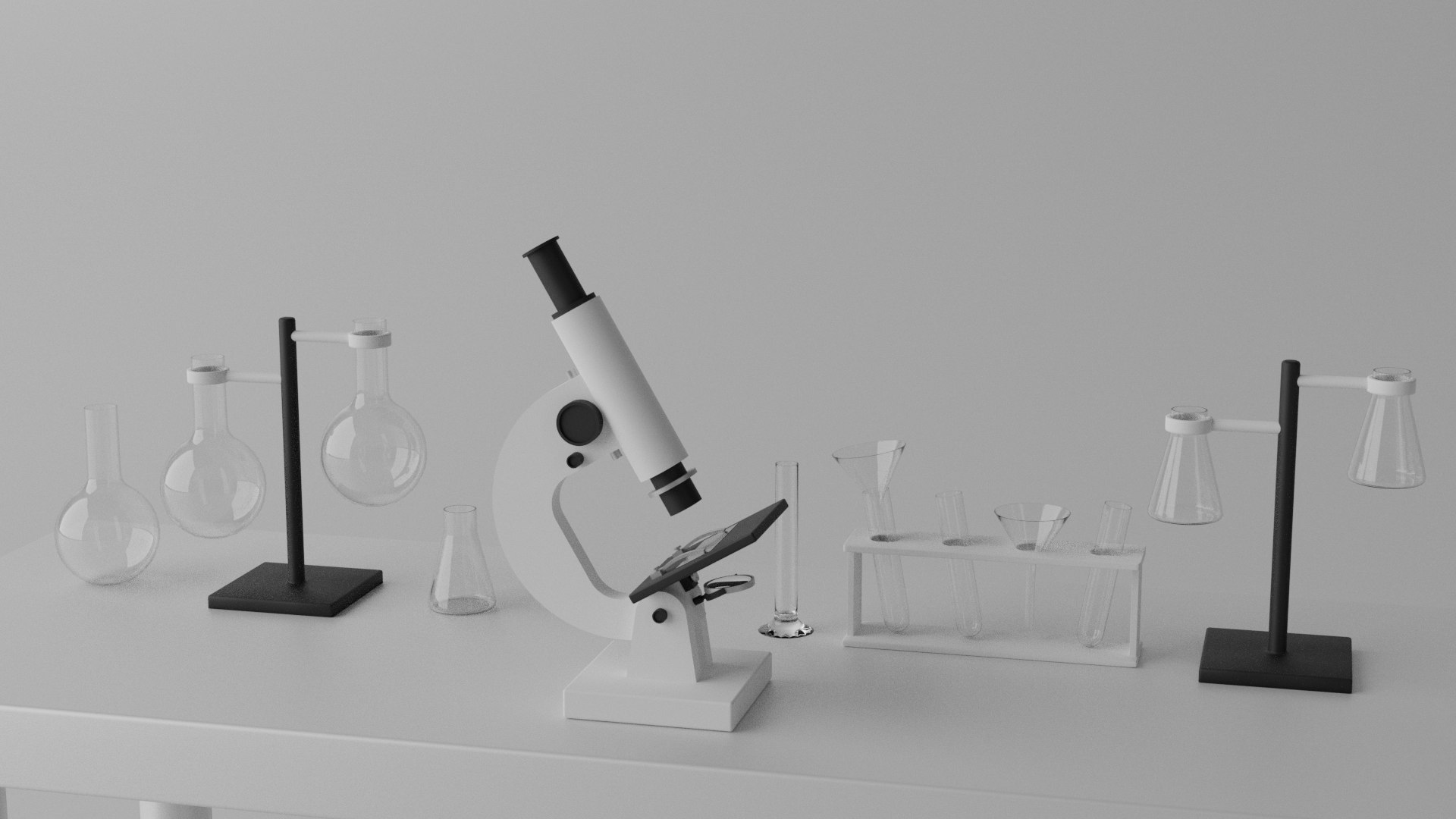 3D Model Microscope And Lab Glasswares - TurboSquid 1730605