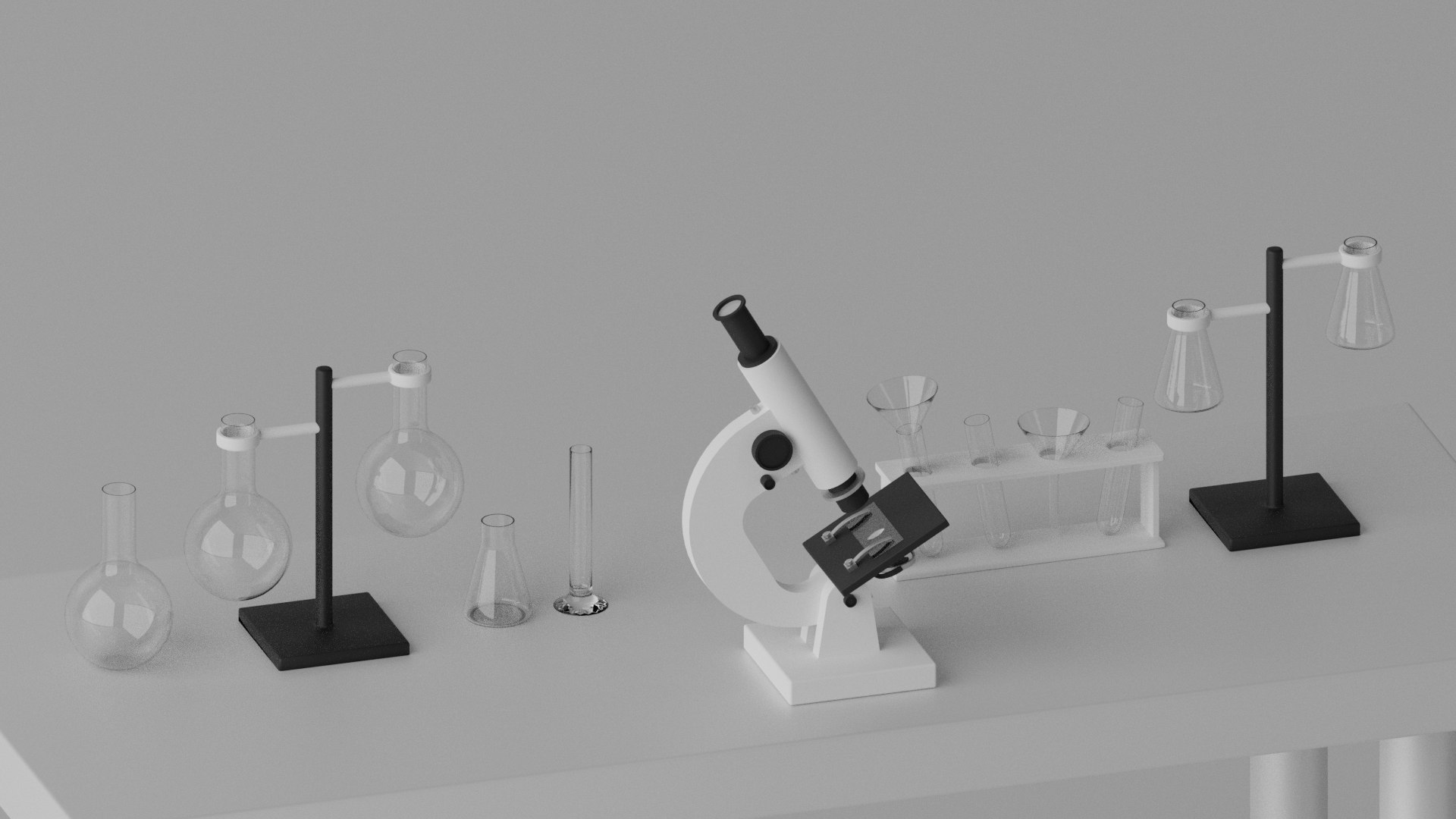 3D Model Microscope And Lab Glasswares - TurboSquid 1730605
