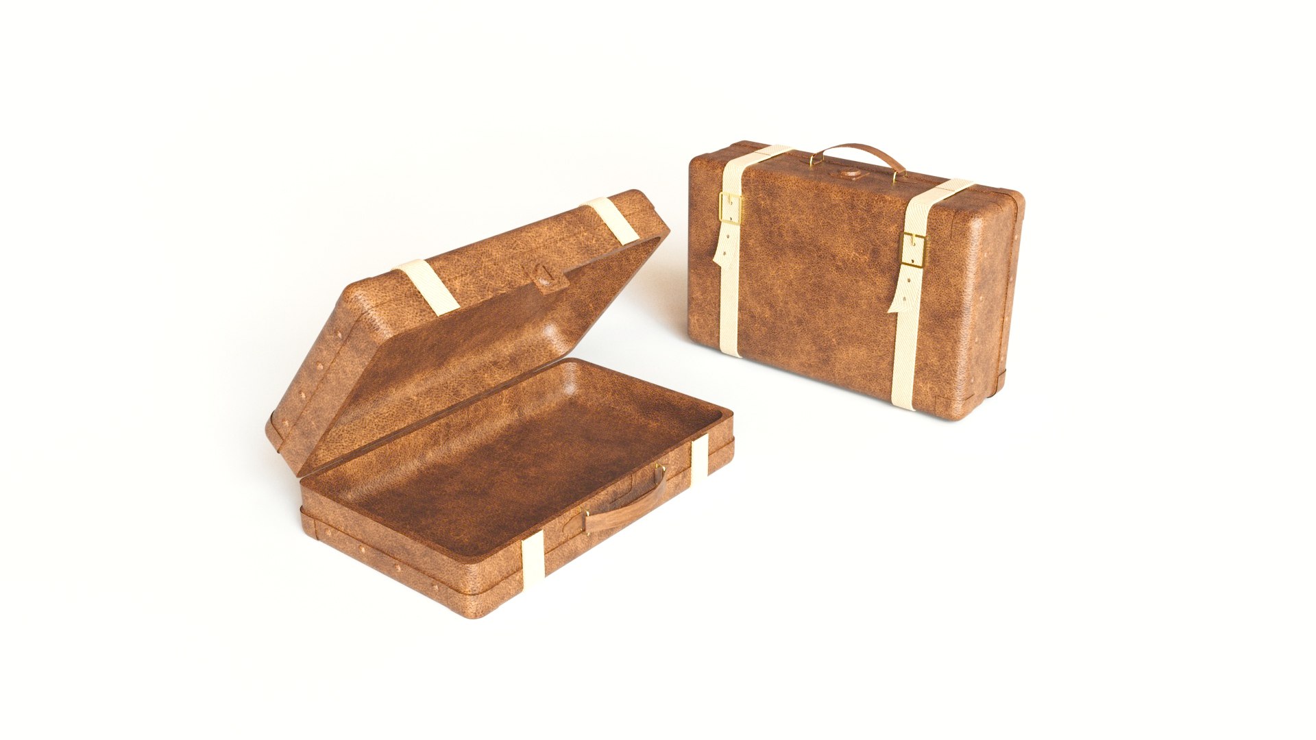 3D Suitcase Briefcase - Open And Closed - 3D Asset Model - TurboSquid ...