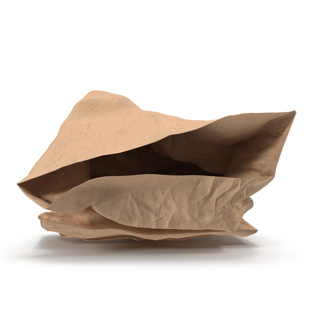 Crumpled Fast Food Paper Bag 3ds