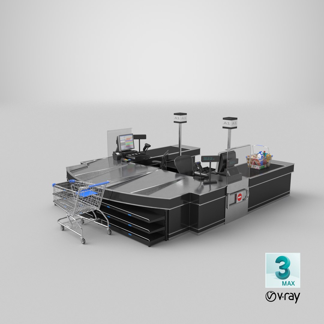 3D Detailed Checkout Counter Model - TurboSquid 2029853