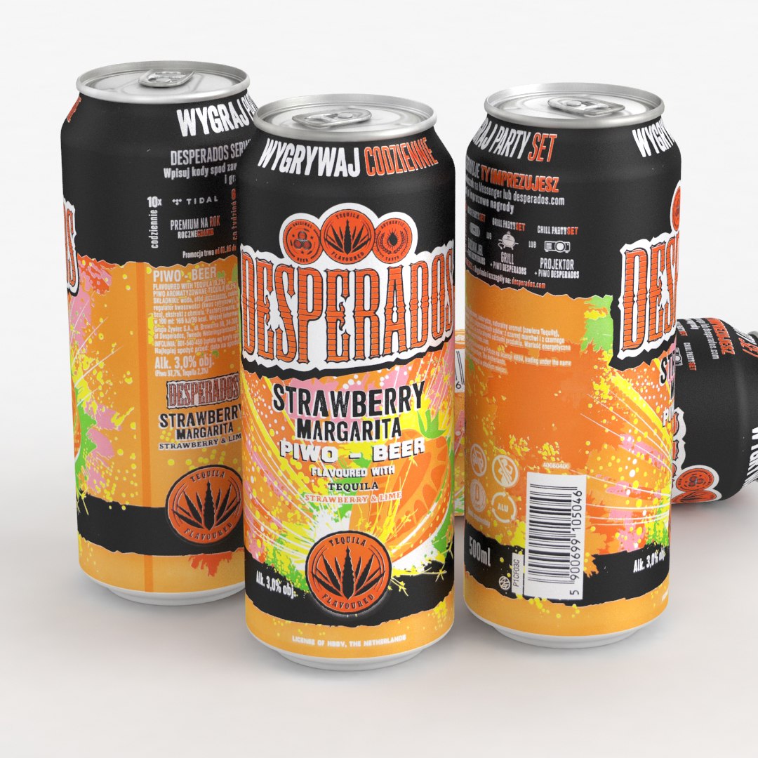 modèle 3D de Bière Canette Desperados Fraise Margarita 500ml 2022 ...