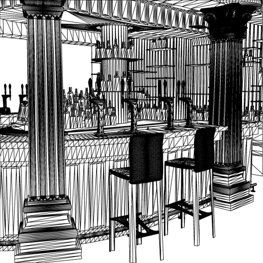 3d Model Traditional Bar
