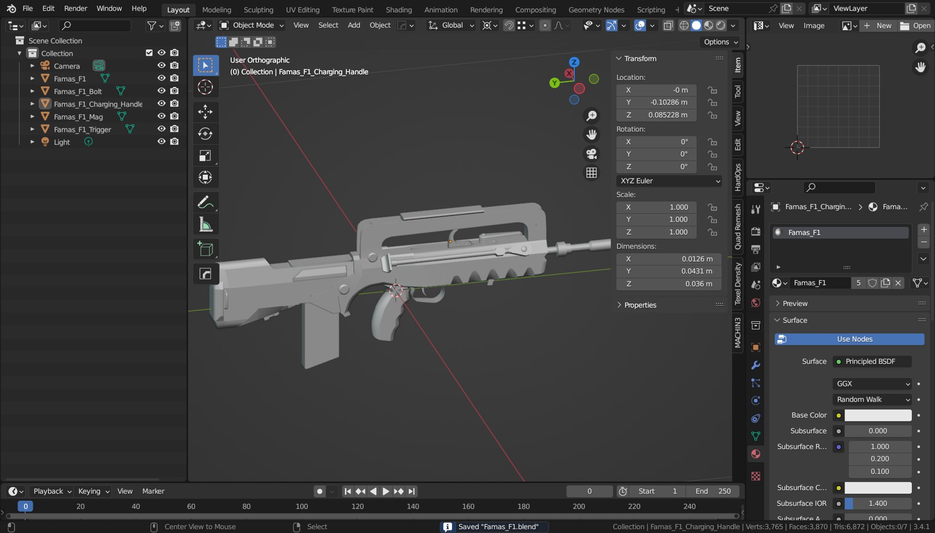 3D Famas F1 Assault Rifle - Mobile Ready Low Poly - TurboSquid 2283758