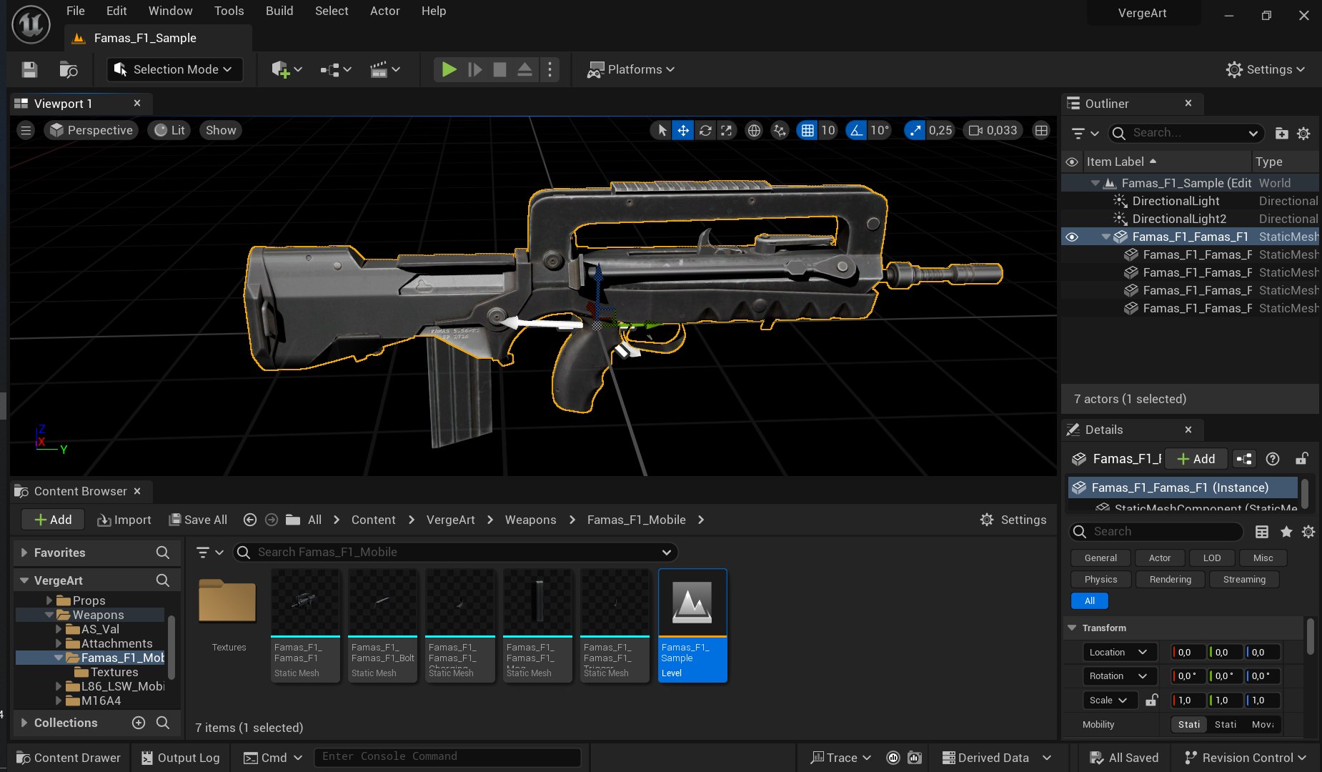 3D Famas F1 Assault Rifle - Mobile Ready Low Poly - TurboSquid 2283758