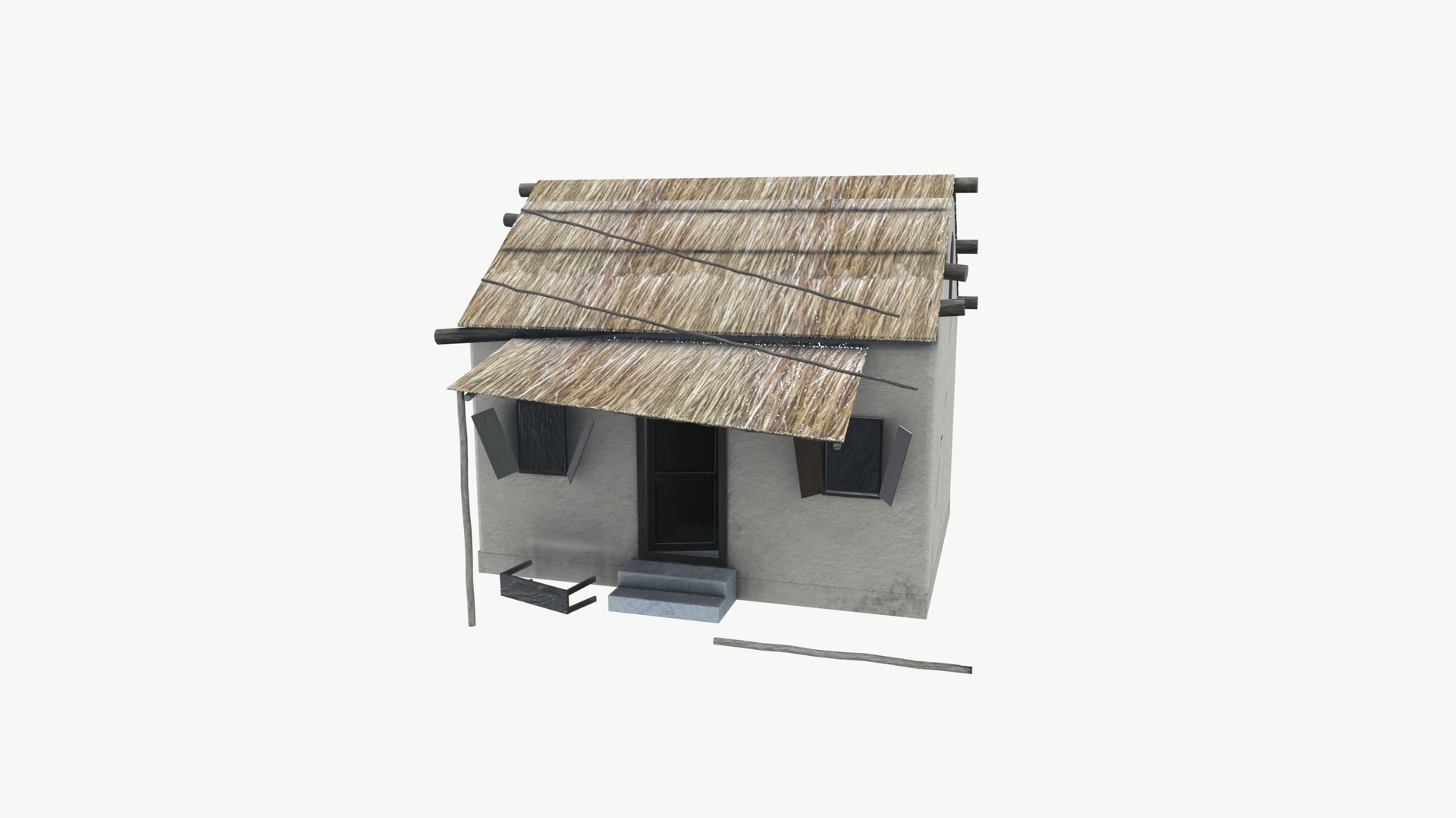 3D Damage Straw Roof House - TurboSquid 2275070